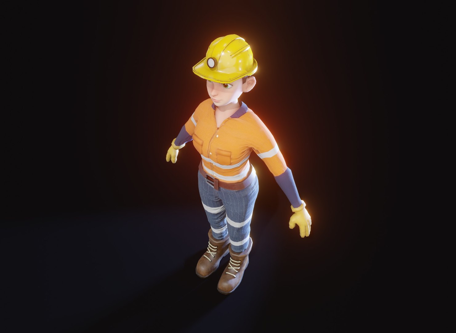 3D Stylized Female Miner Animated Customizable Low-poly 3D Model ...