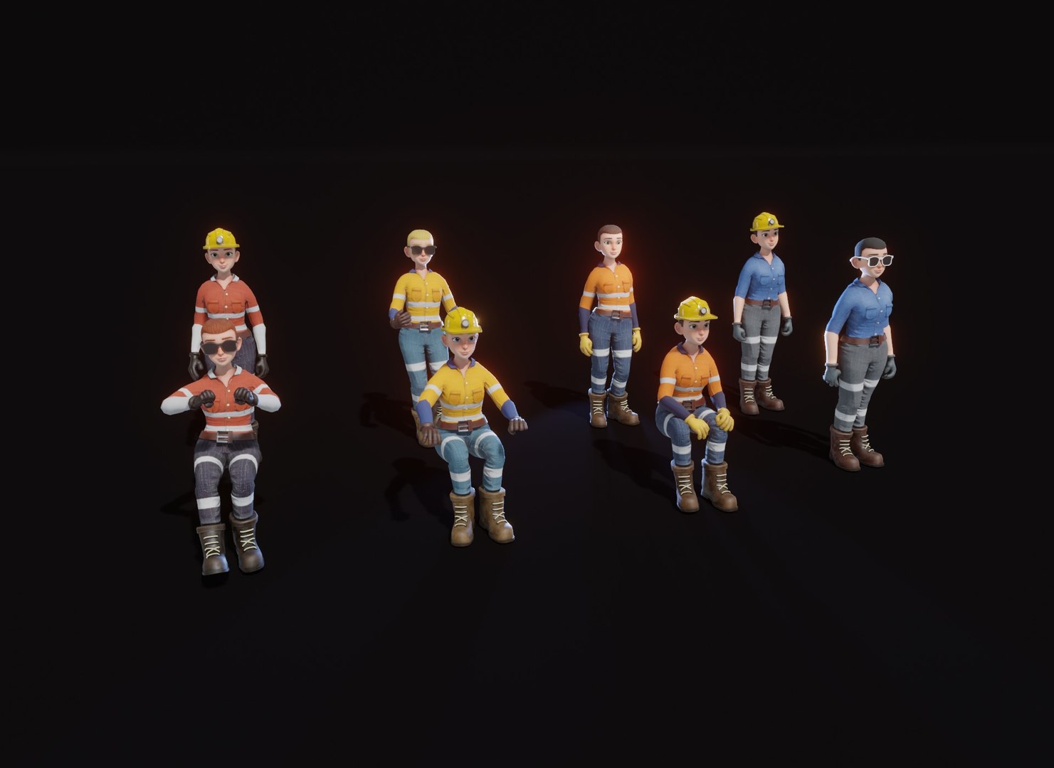 3D Stylized Female Miner Animated Customizable Low-poly 3D Model ...