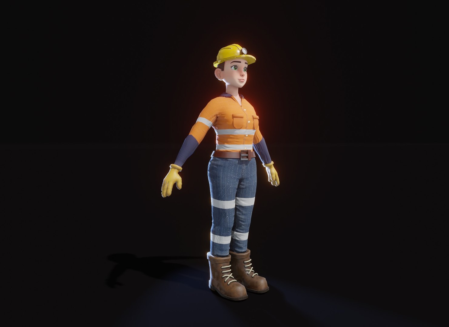 3D Stylized Female Miner Animated Customizable Low-poly 3D Model ...