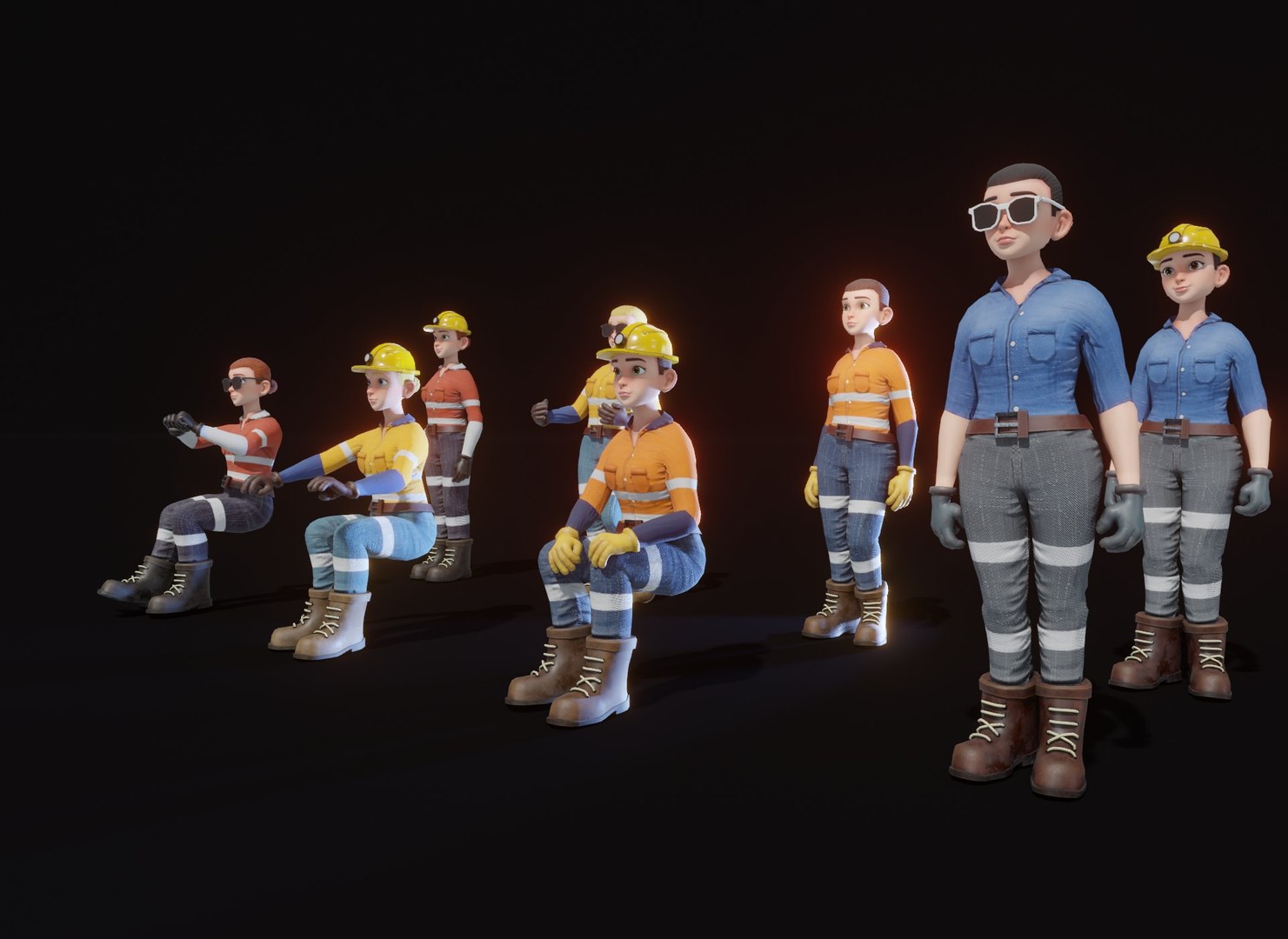 3D Stylized Female Miner Animated Customizable Low-poly 3D Model ...