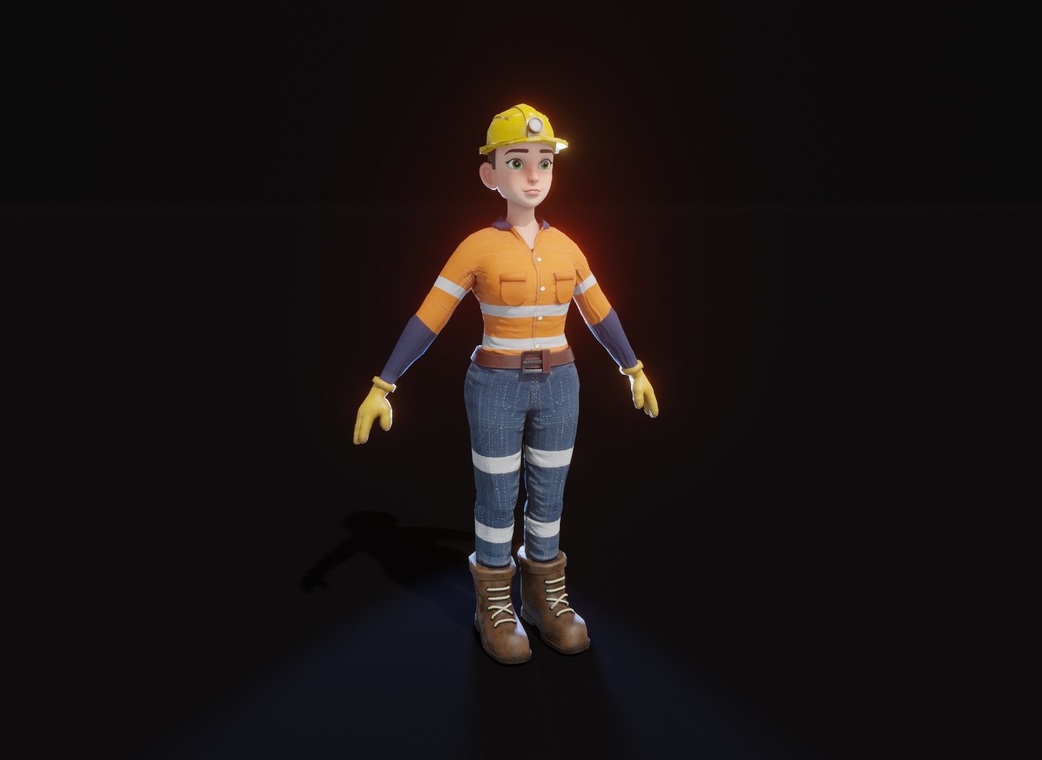 3D Stylized Female Miner Animated Customizable Low-poly 3D Model ...