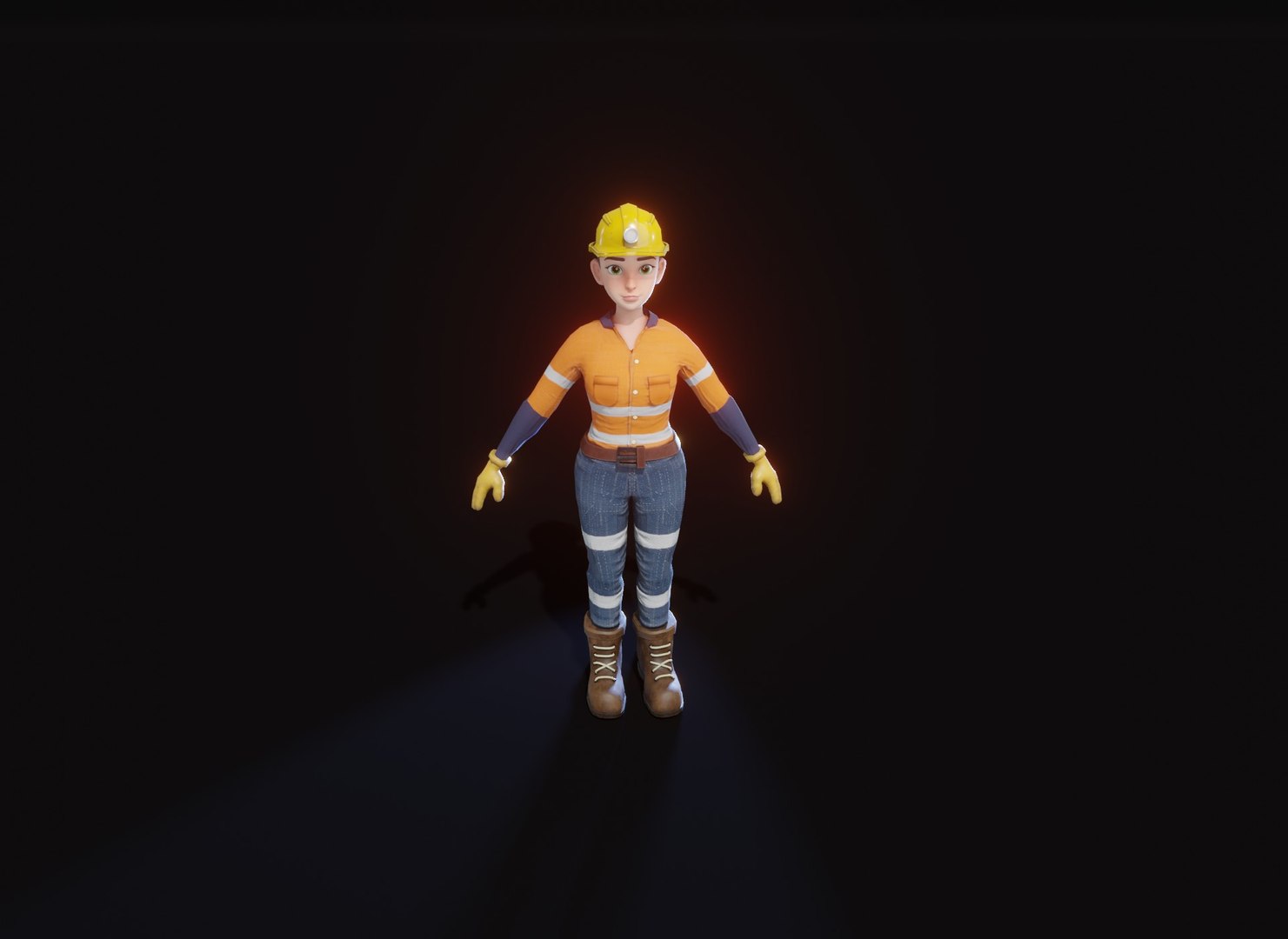 3D Stylized Female Miner Animated Customizable Low-poly 3D Model ...