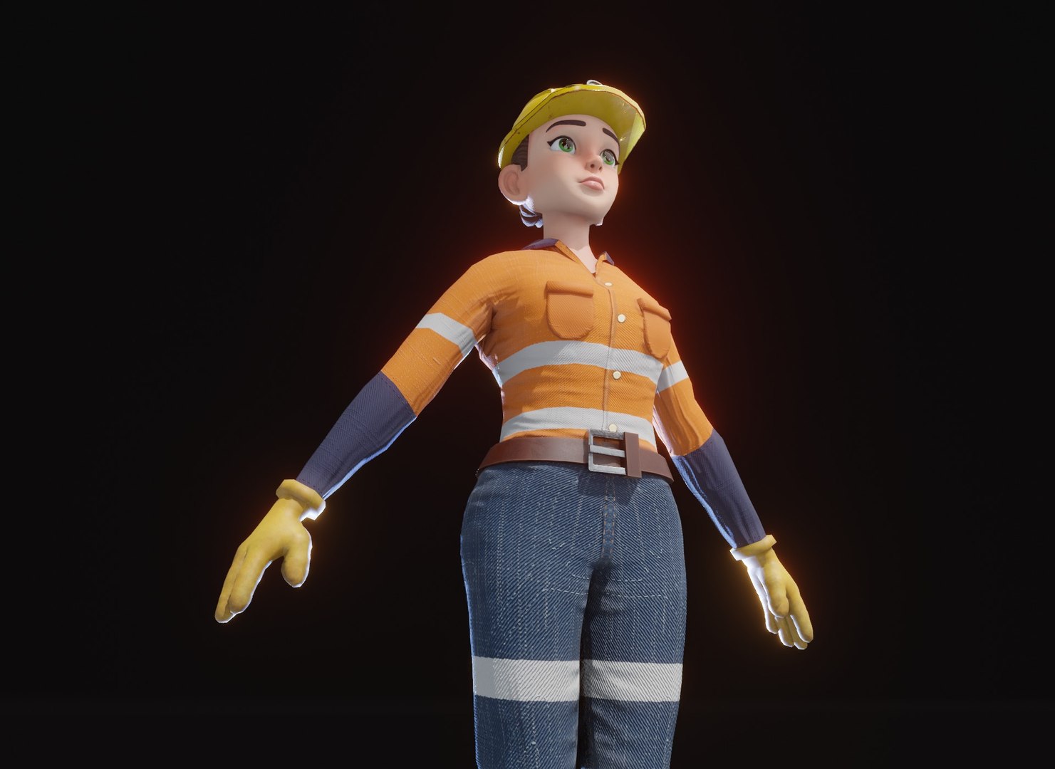 3D Stylized Female Miner Animated Customizable Low-poly 3D Model ...
