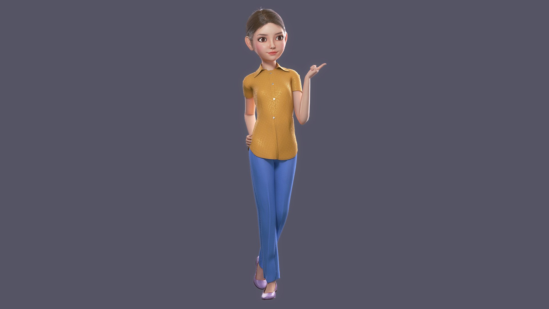 3D Cartoon Girl Rigged Animation - TurboSquid 1743509