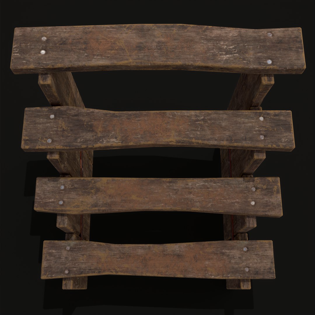 Rustic Medieval Four Step Foot Ladder Model - TurboSquid 1937647