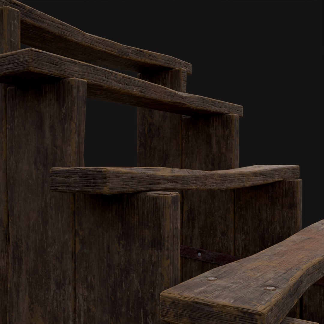 Rustic Medieval Four Step Foot Ladder Model - TurboSquid 1937647