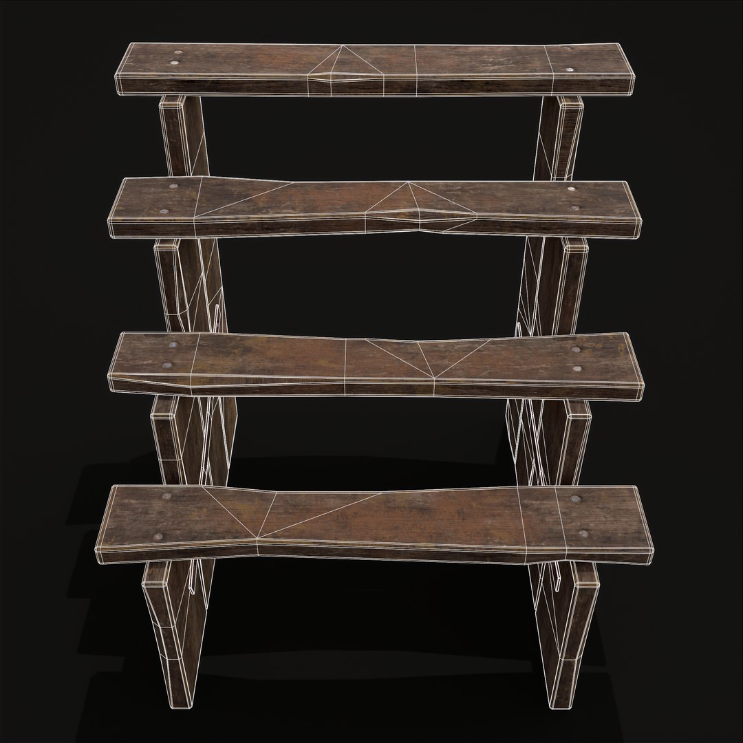 Rustic Medieval Four Step Foot Ladder Model - TurboSquid 1937647