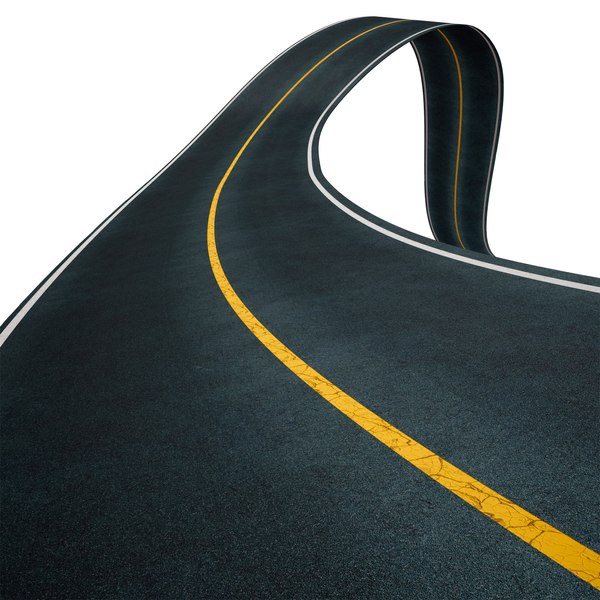 Editable winding asphalt two lane road with markings 04 3D 모델 ...