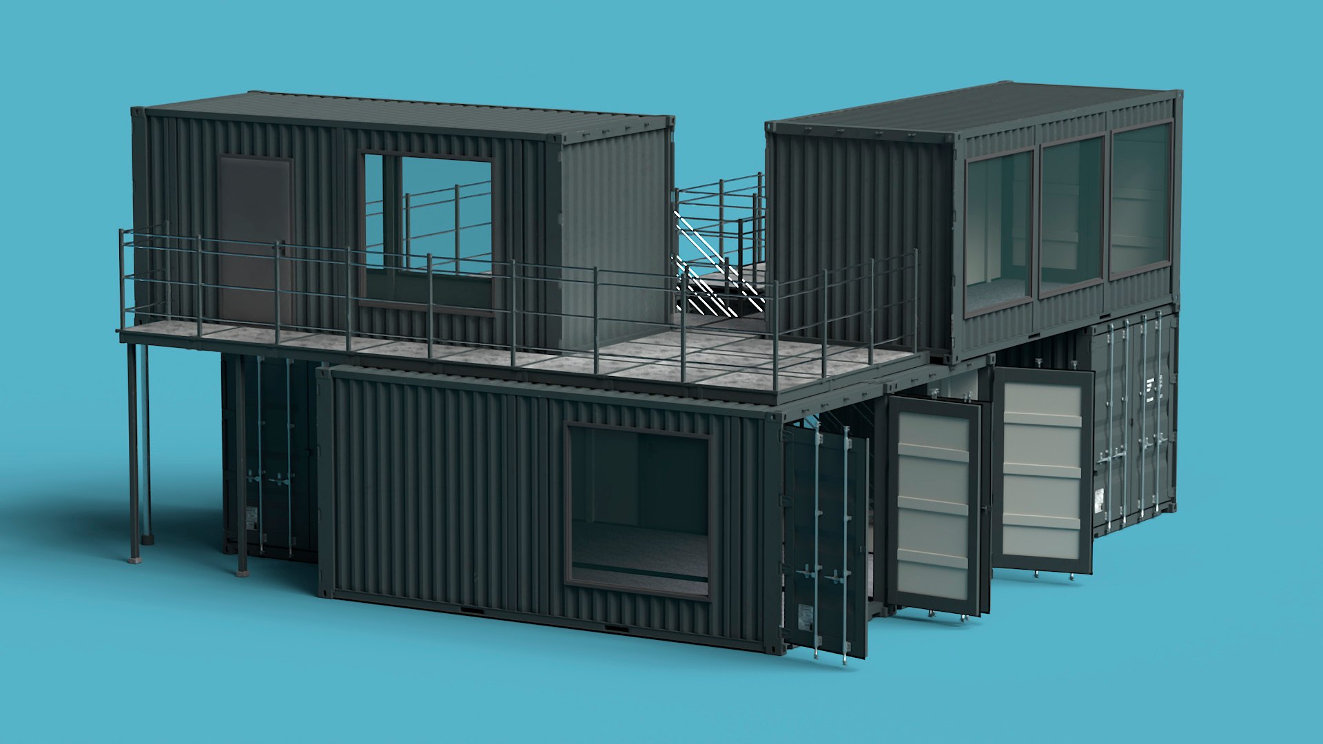 3D Model Container Office Black - TurboSquid 2280767
