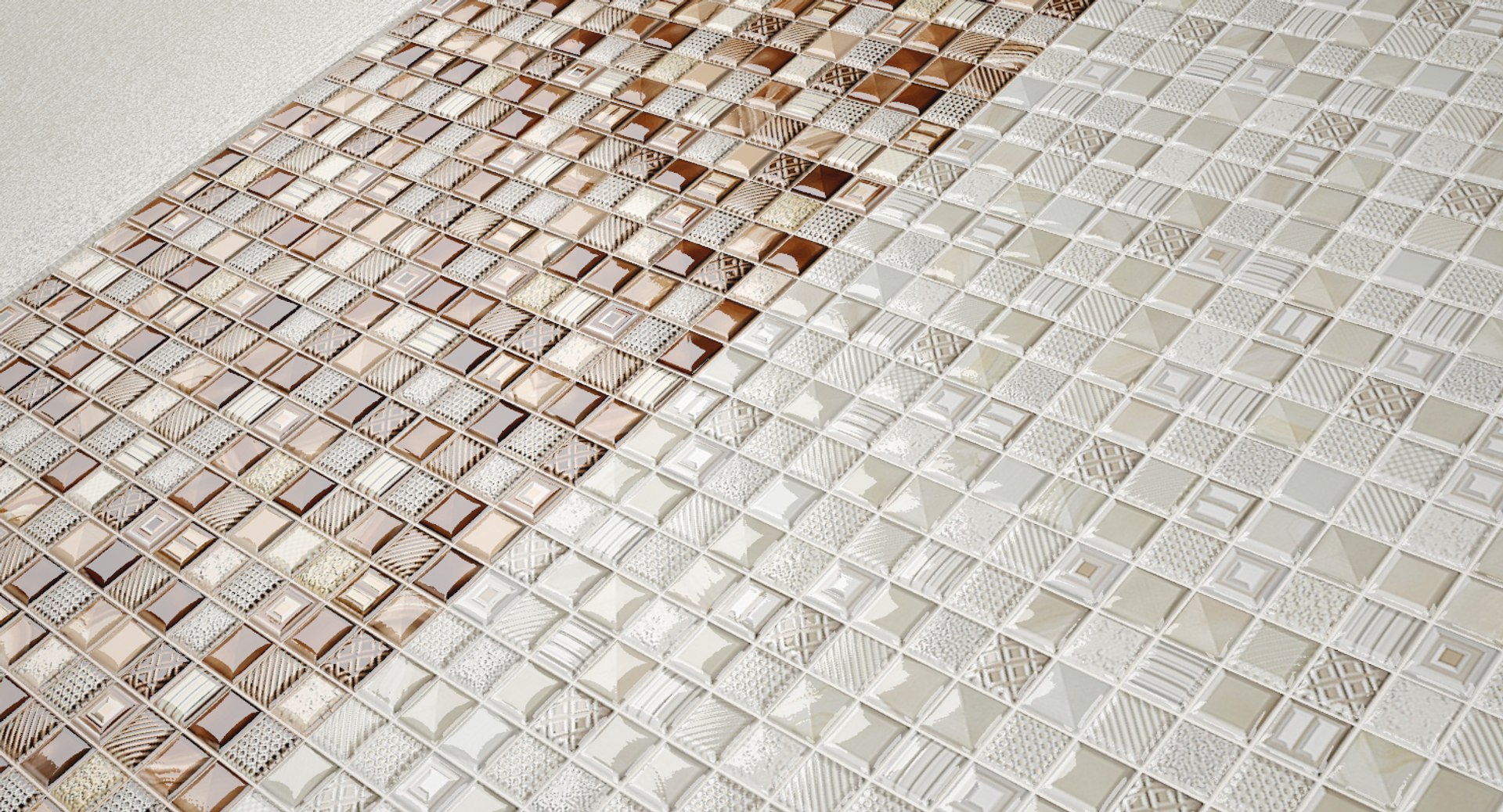 3d tile wall glass beige model