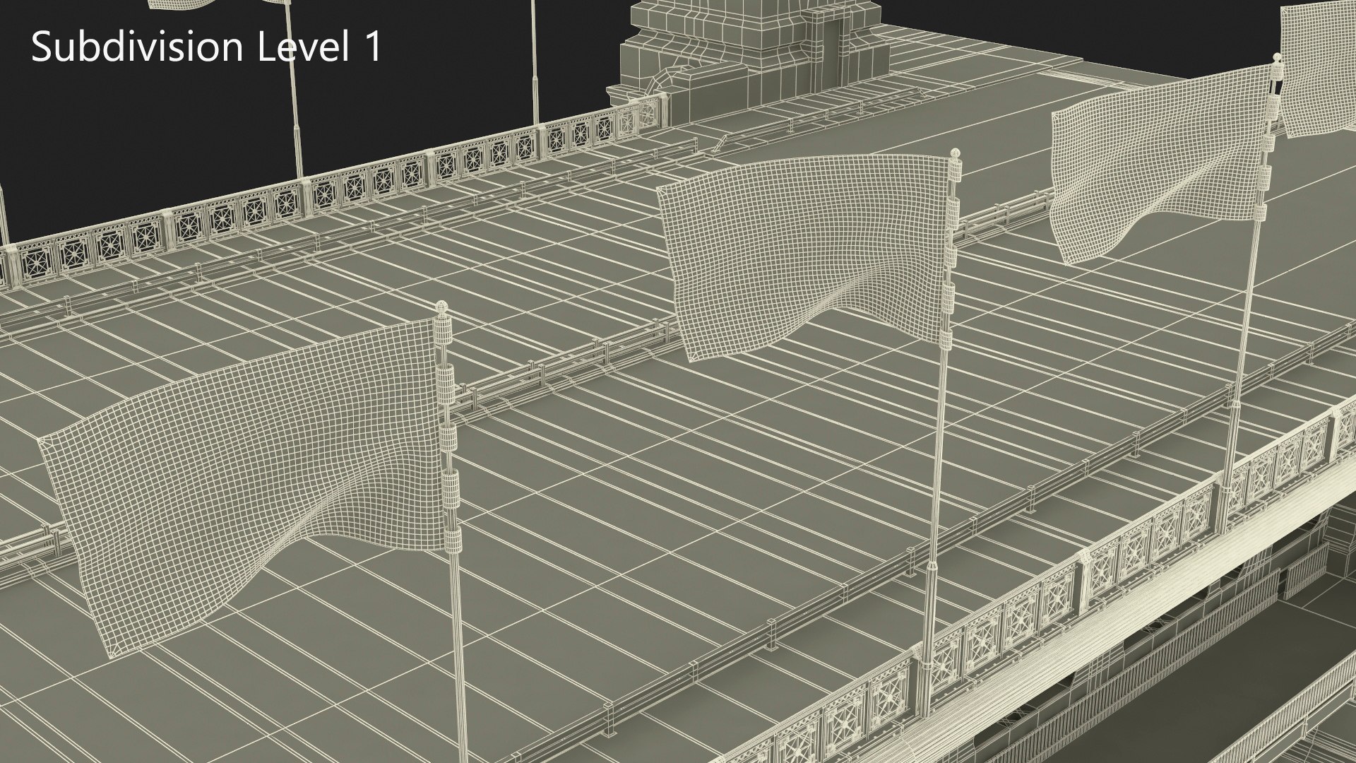 Chicago Drawbridge With Flags Lowered Model - TurboSquid 2285052