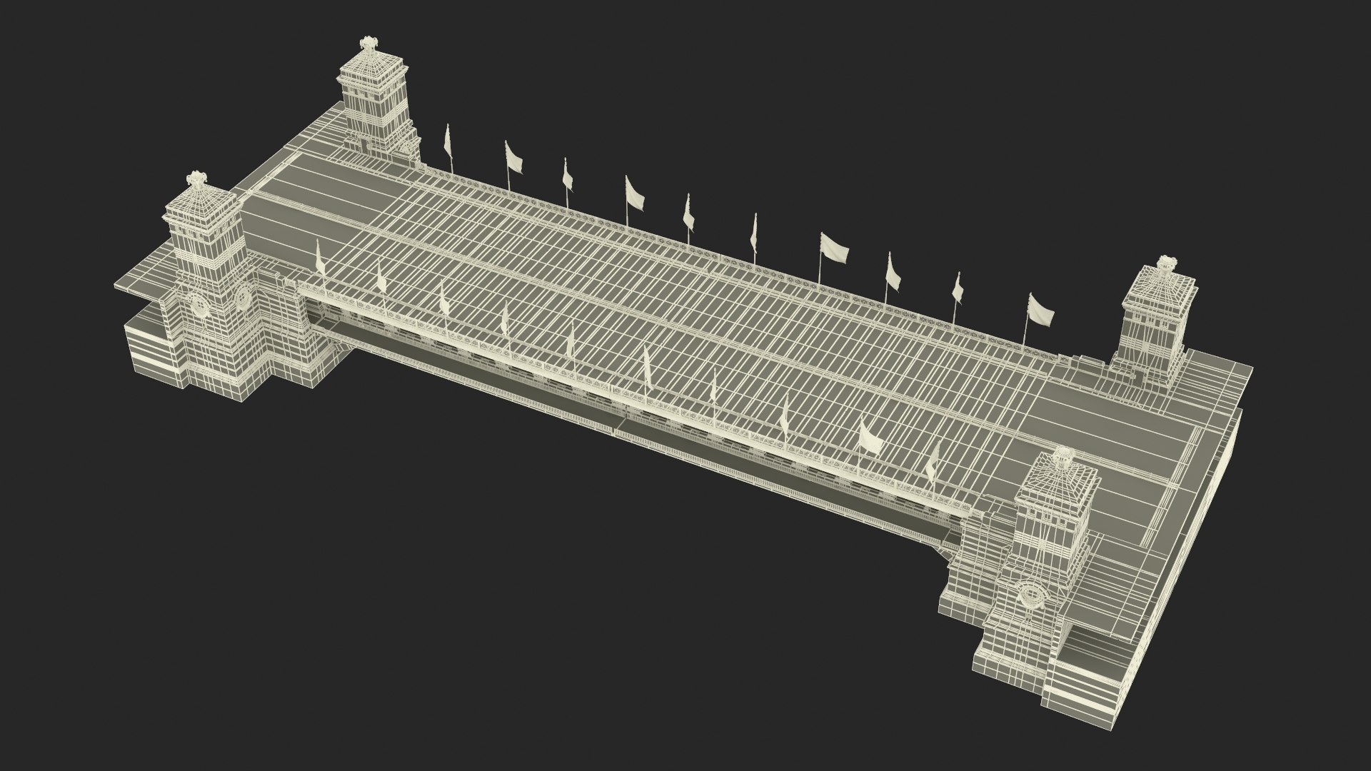 Chicago Drawbridge With Flags Lowered Model - TurboSquid 2285052