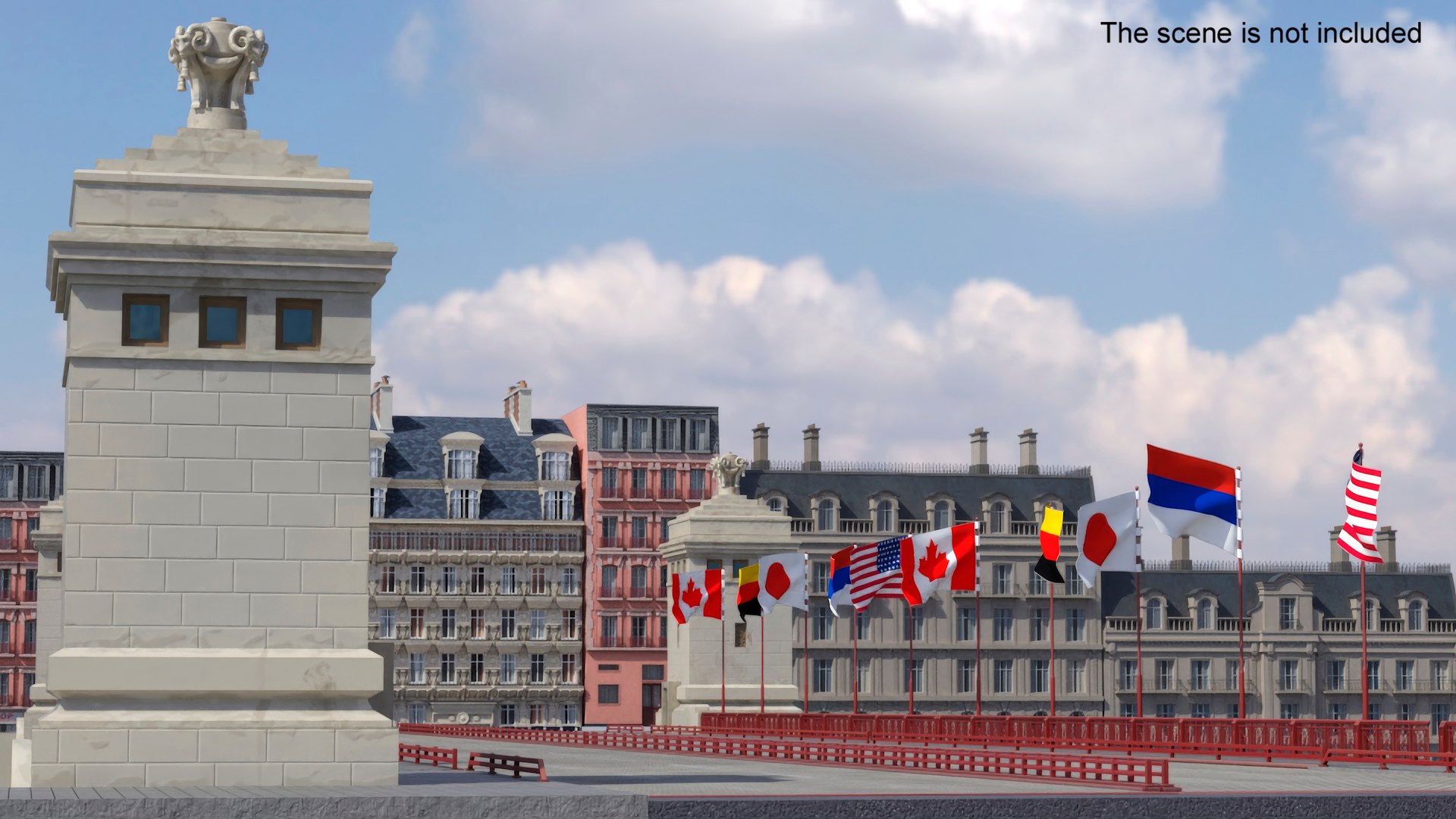 Chicago Drawbridge With Flags Lowered Model - TurboSquid 2285052