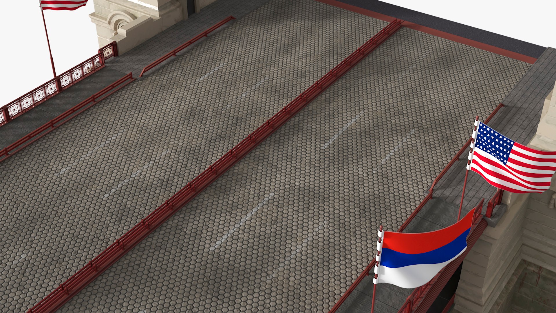 Chicago Drawbridge With Flags Lowered Model - TurboSquid 2285052