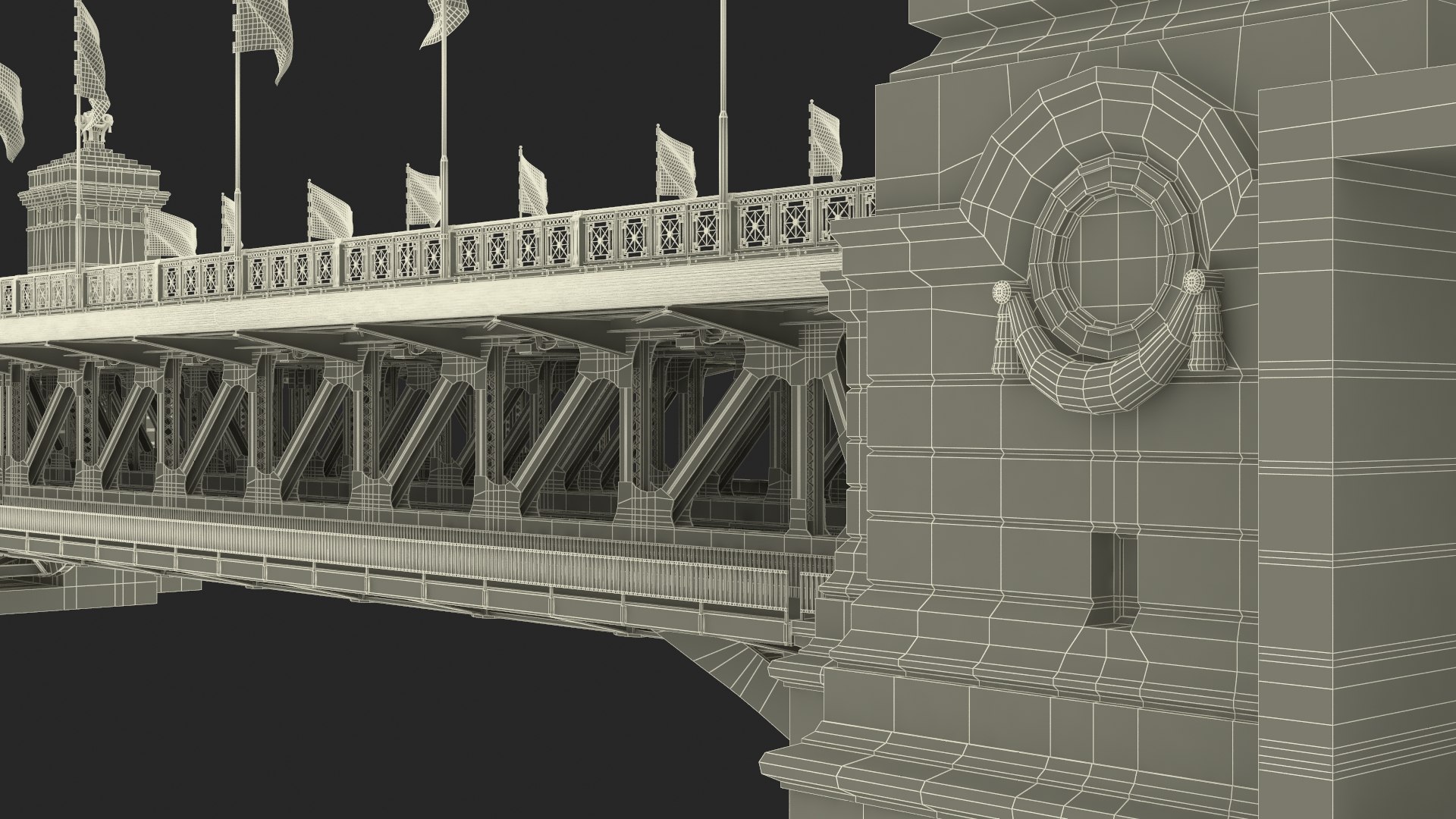 Chicago Drawbridge With Flags Lowered Model - TurboSquid 2285052