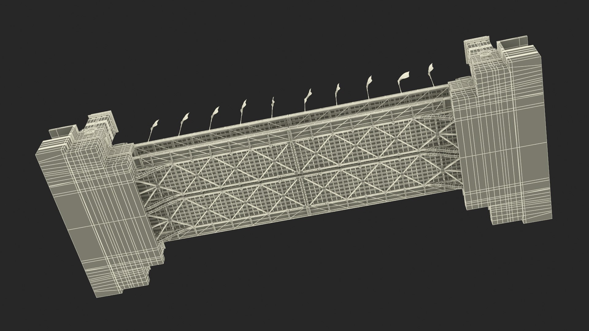 Chicago Drawbridge With Flags Lowered Model - TurboSquid 2285052
