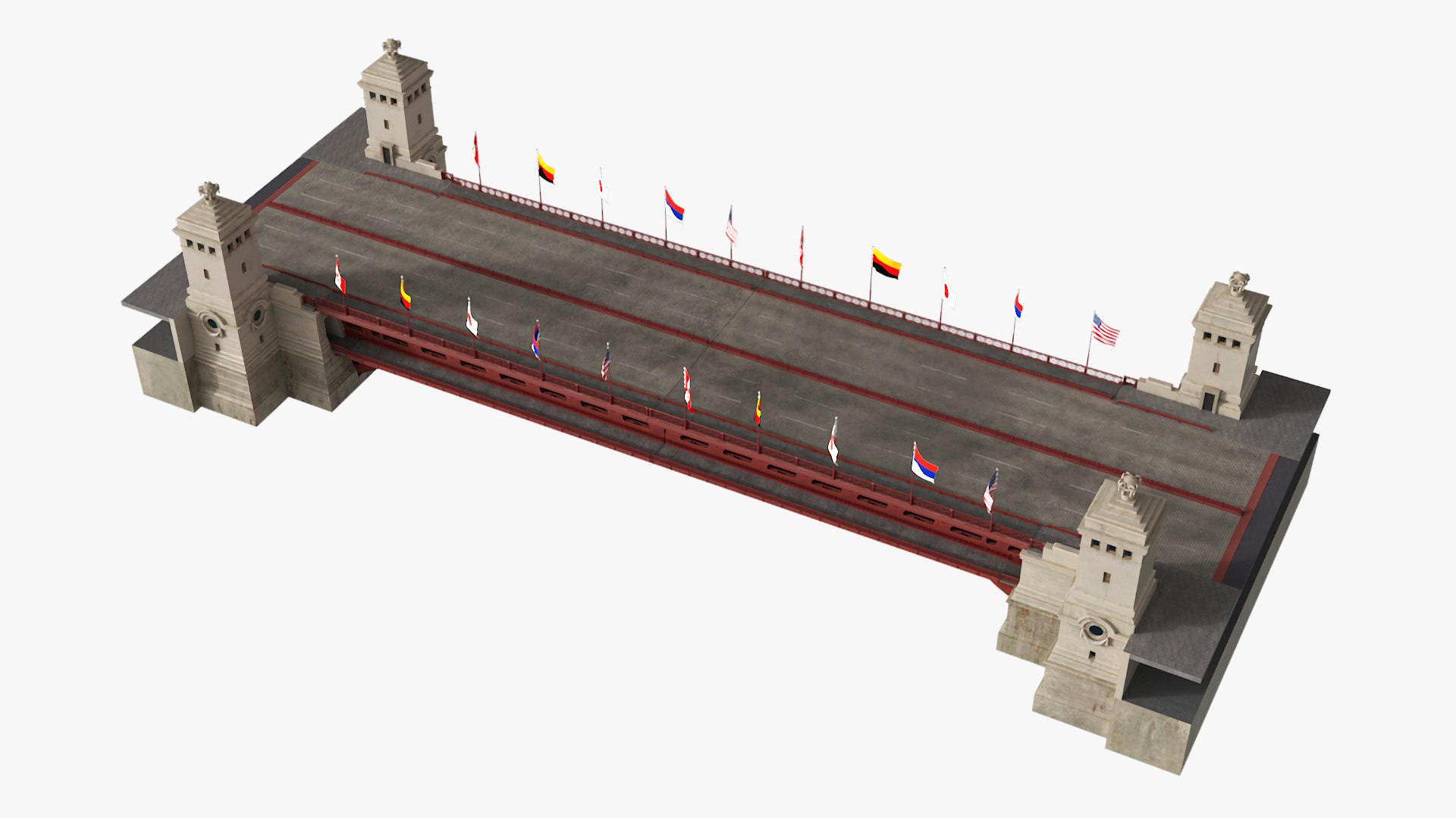 Chicago Drawbridge With Flags Lowered Model - TurboSquid 2285052