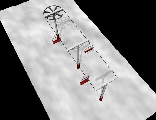 3d model simple ski lift chair