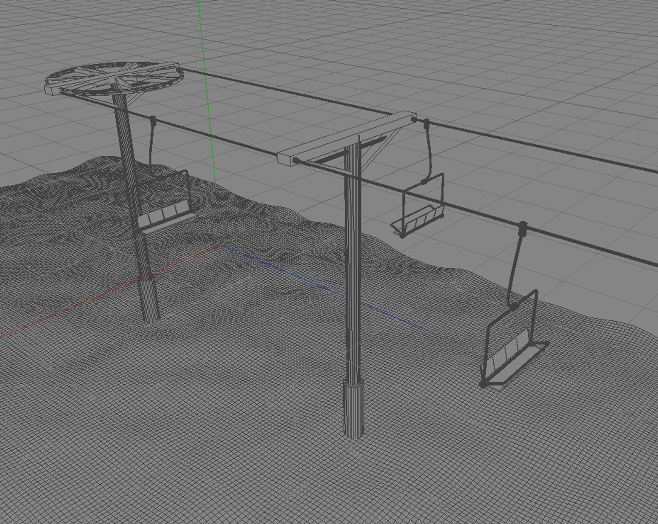 3d model simple ski lift chair