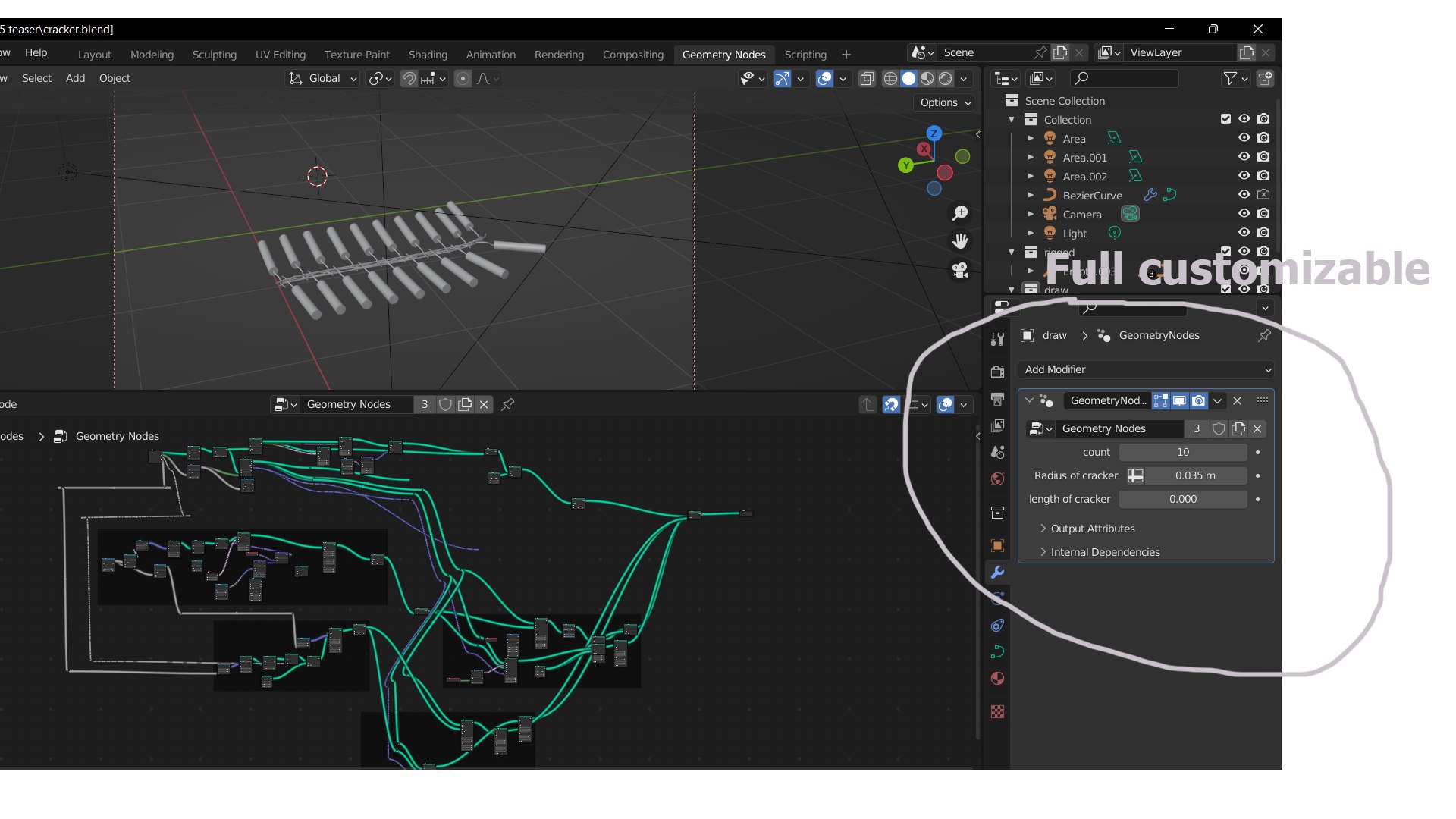 3D Full procedural cracker model and full customizable made from ...