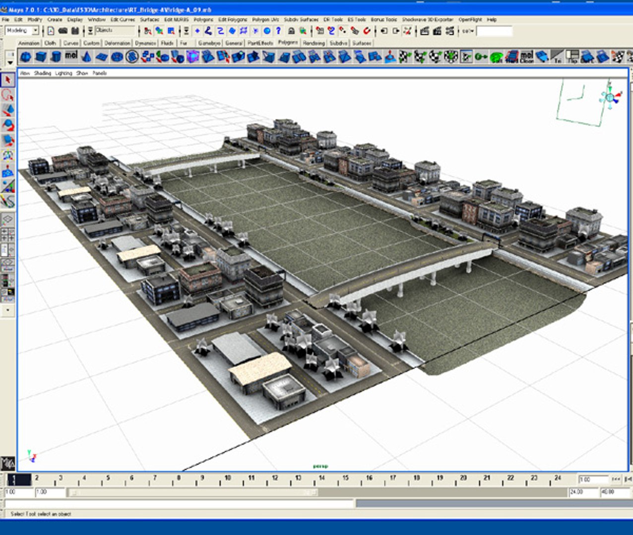 3d Bridge River Buildings Construction
