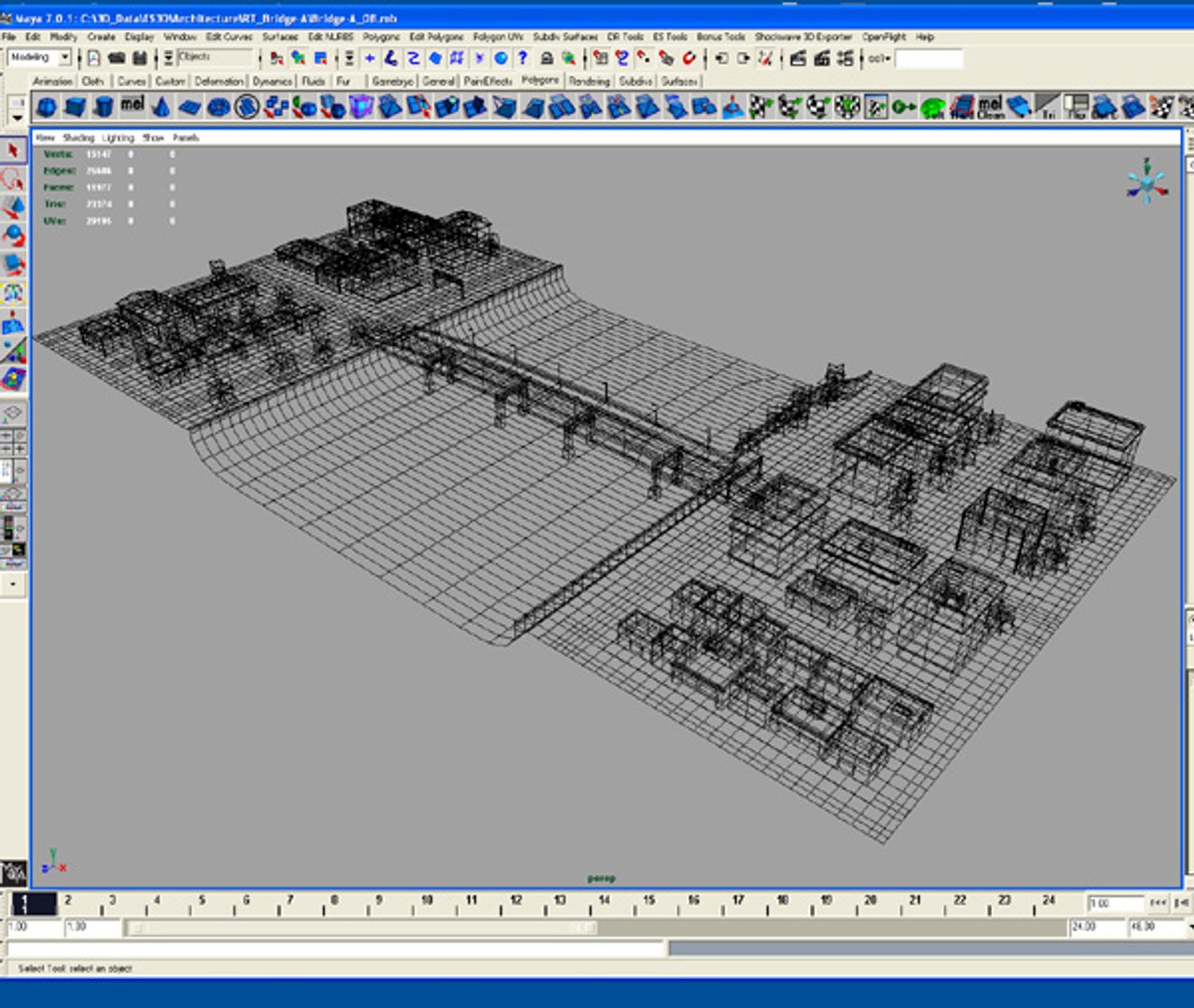 3d Bridge River Buildings Construction