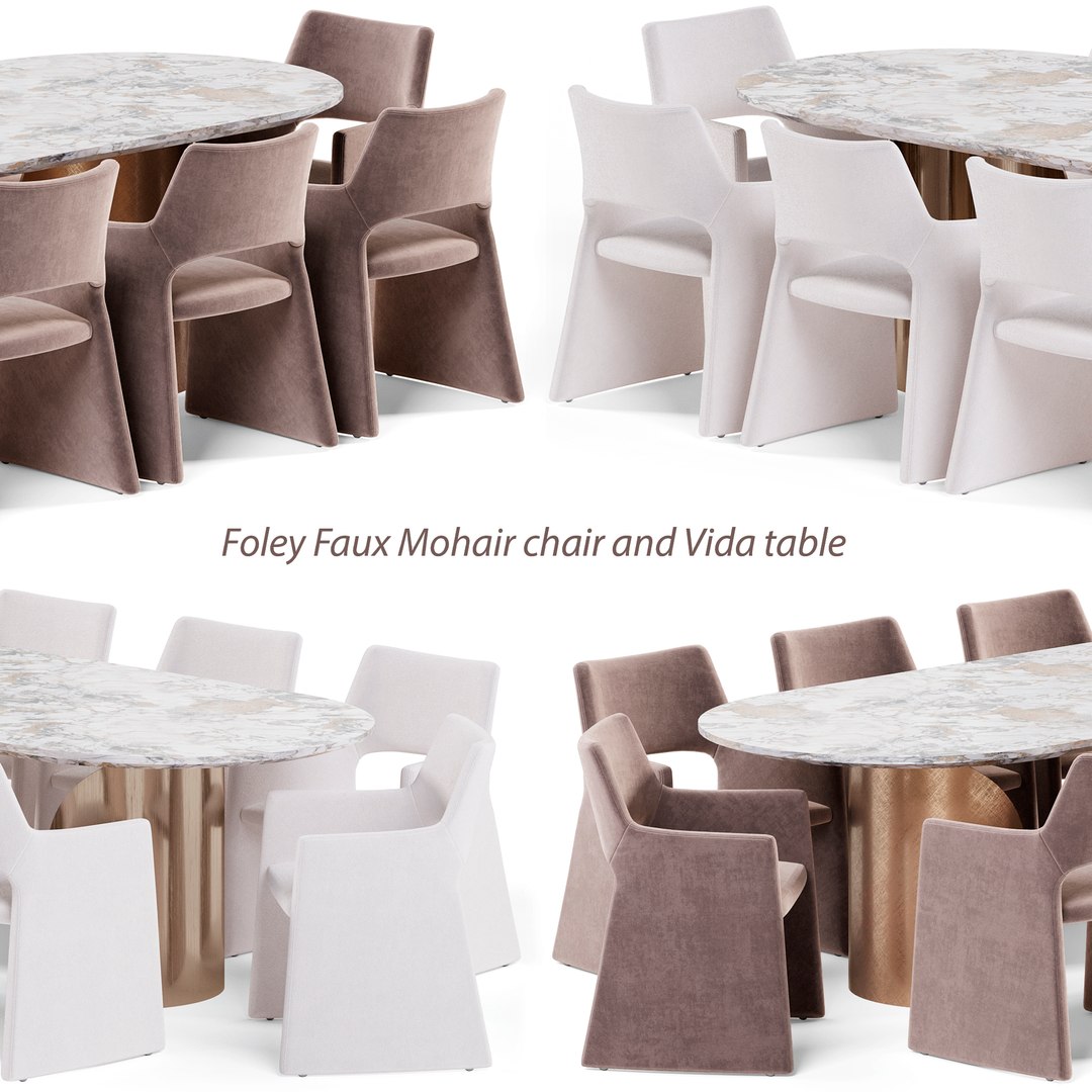 3D Foley Faux Mohair Chair And Vida Table - TurboSquid 2338081