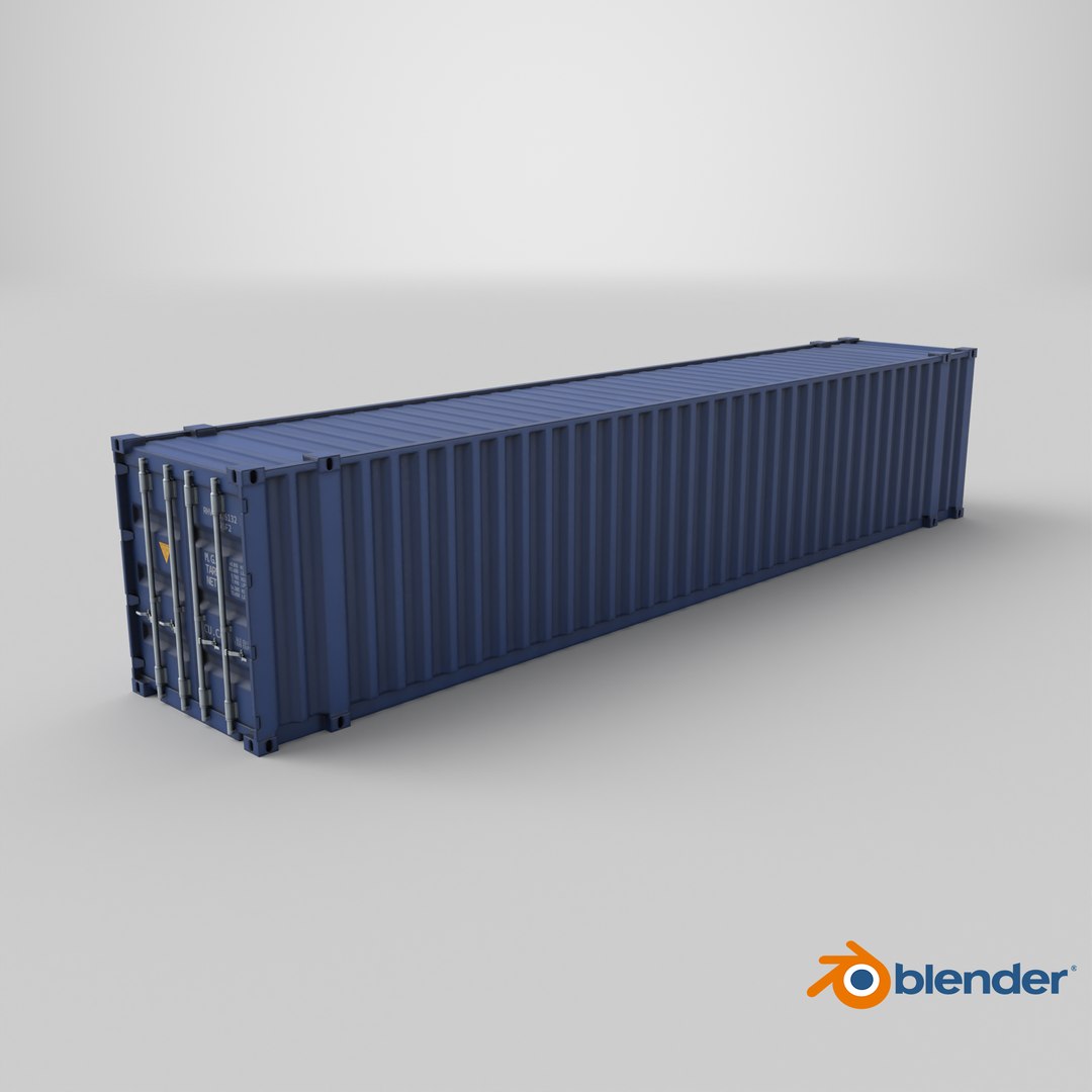 3D 45ft Shipping Container - Blue Model - TurboSquid 2152434
