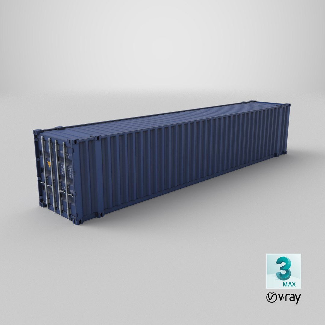 3D 45ft Shipping Container - Blue Model - TurboSquid 2152434