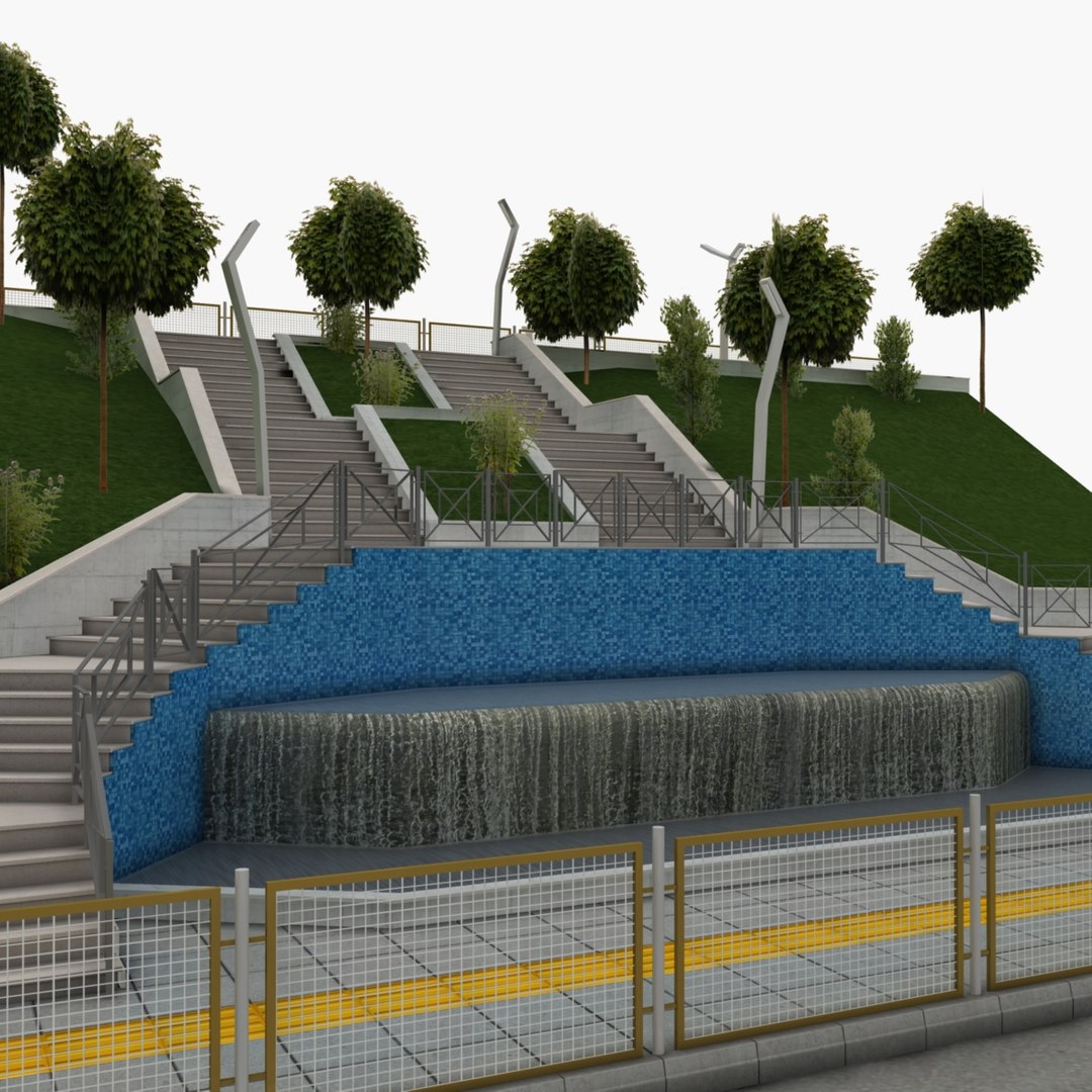 City Park Stairs Model - TurboSquid 1187621