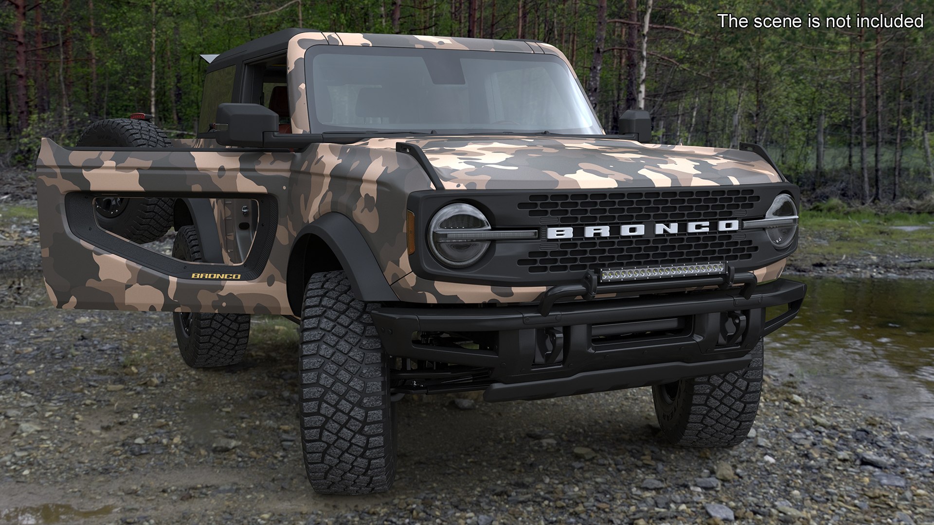 4X4 Ford Bronco Two Door Camouflage 3D Model - TurboSquid 2319029