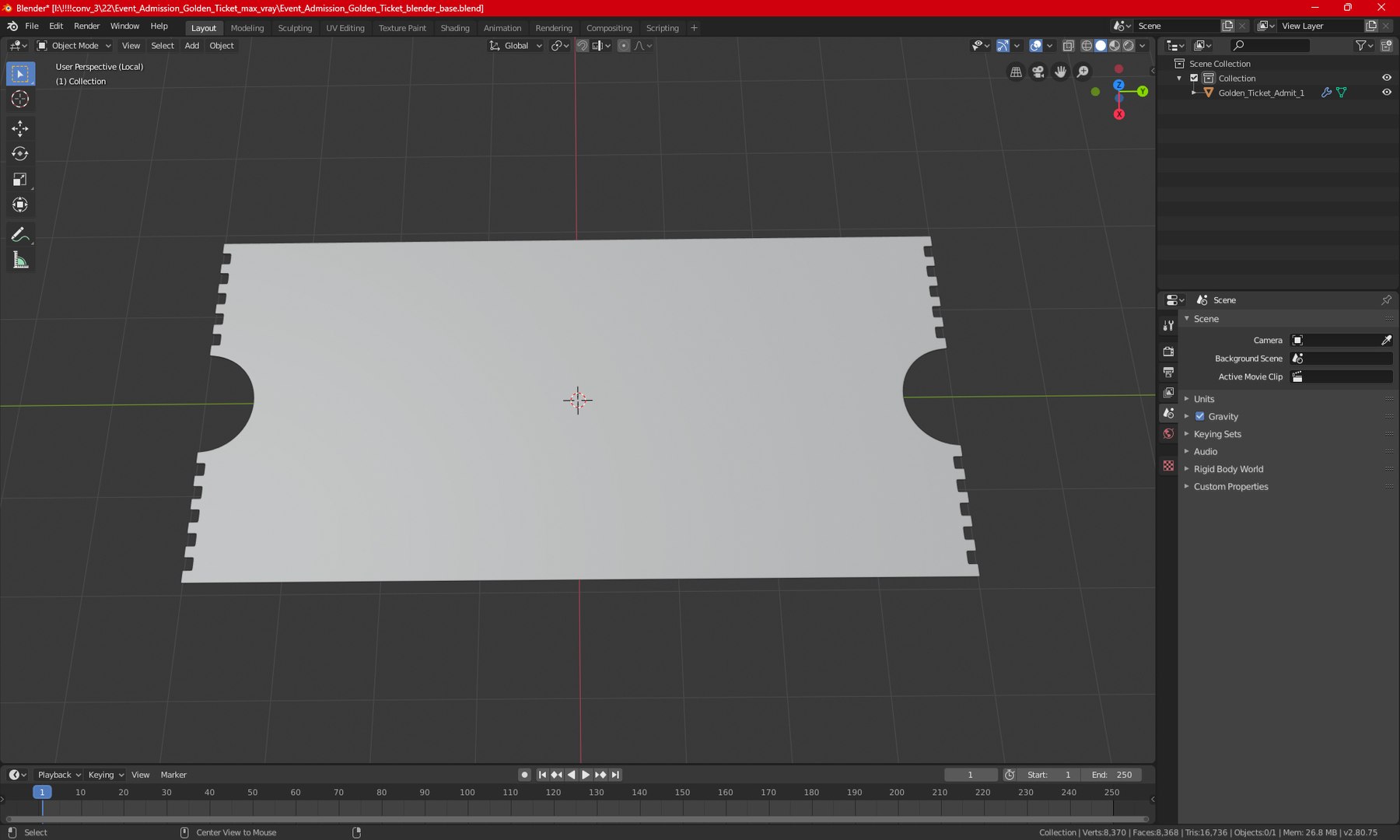 Event Admission Golden Ticket 3D Model - TurboSquid 2238360