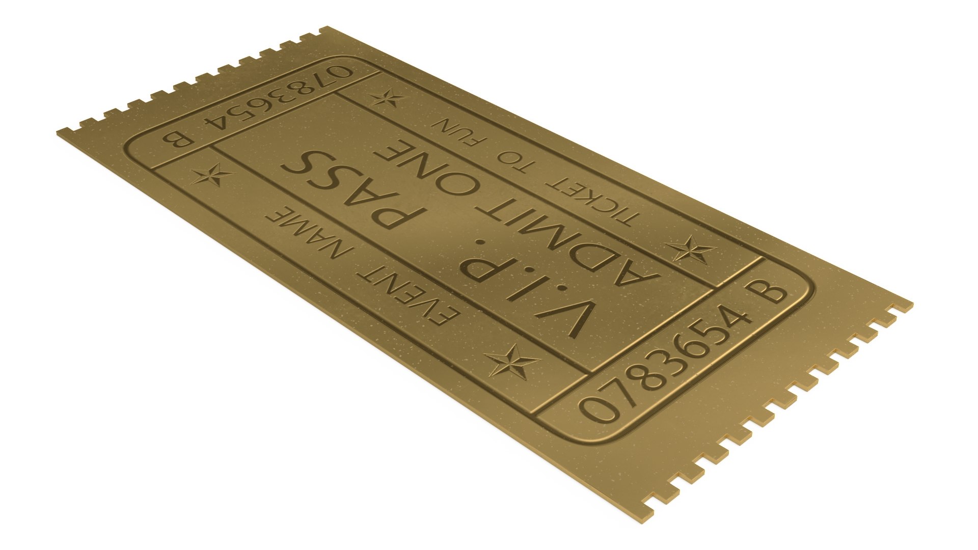 Event Admission Golden Ticket 3D Model - TurboSquid 2238360