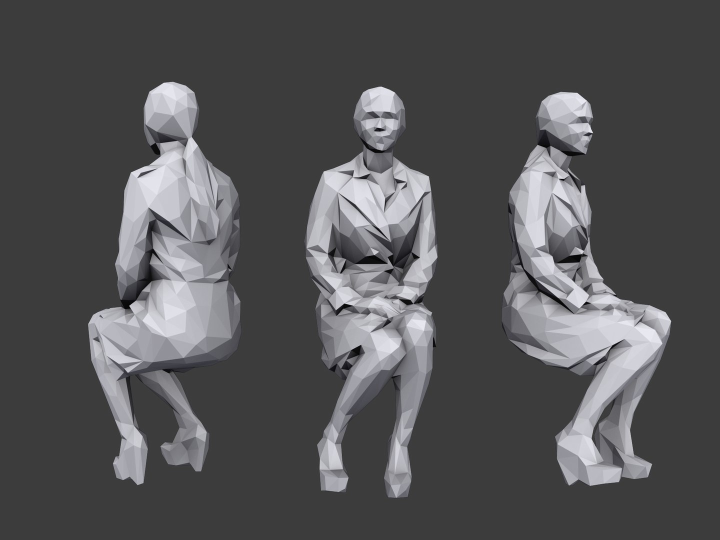 3d Model People Sitting Pack 2