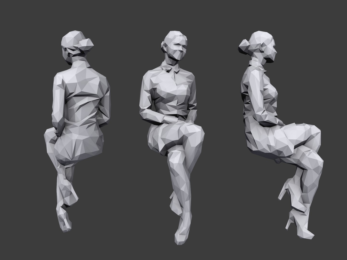 3d Model People Sitting Pack 2