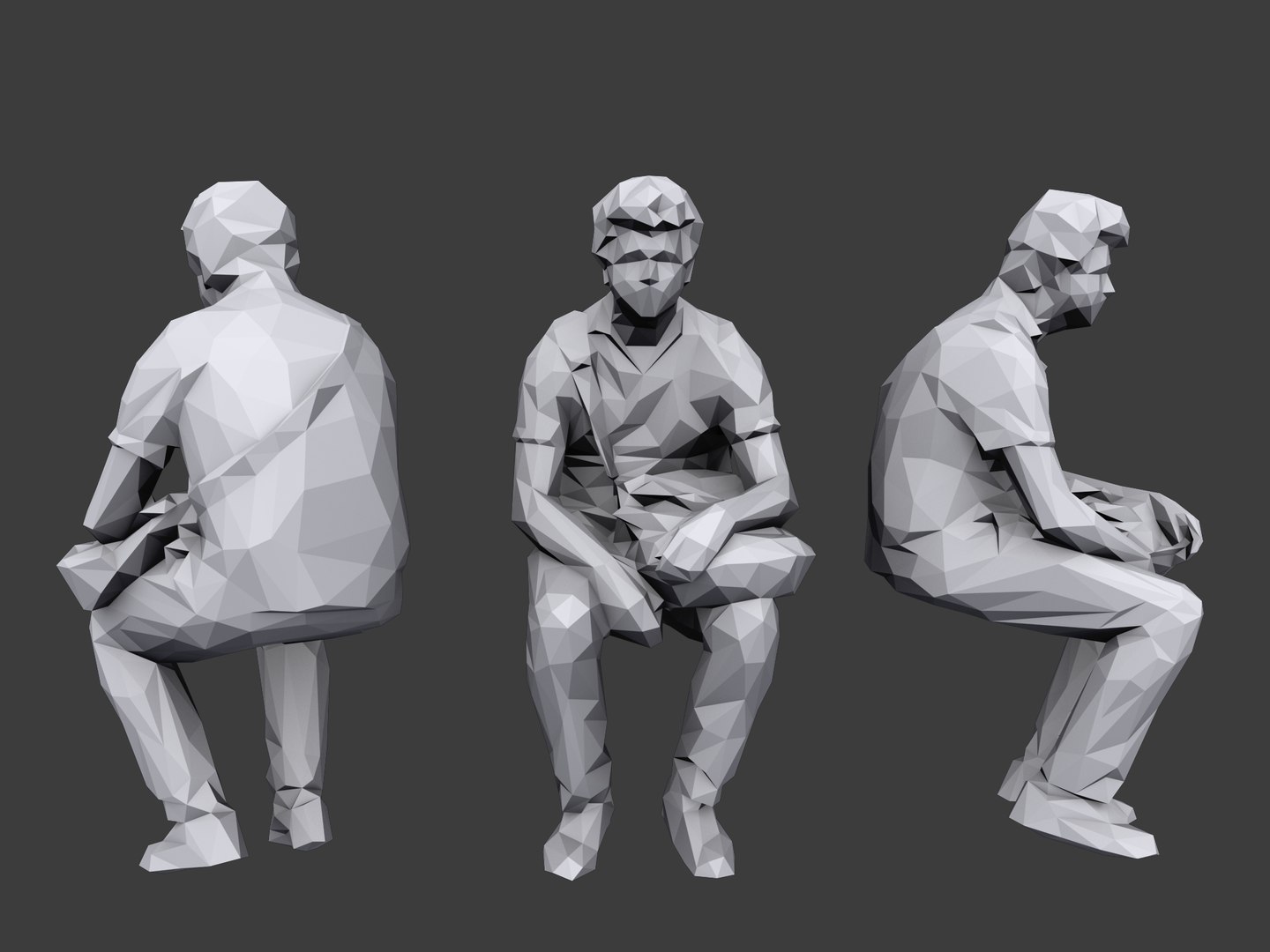 3d Model People Sitting Pack 2