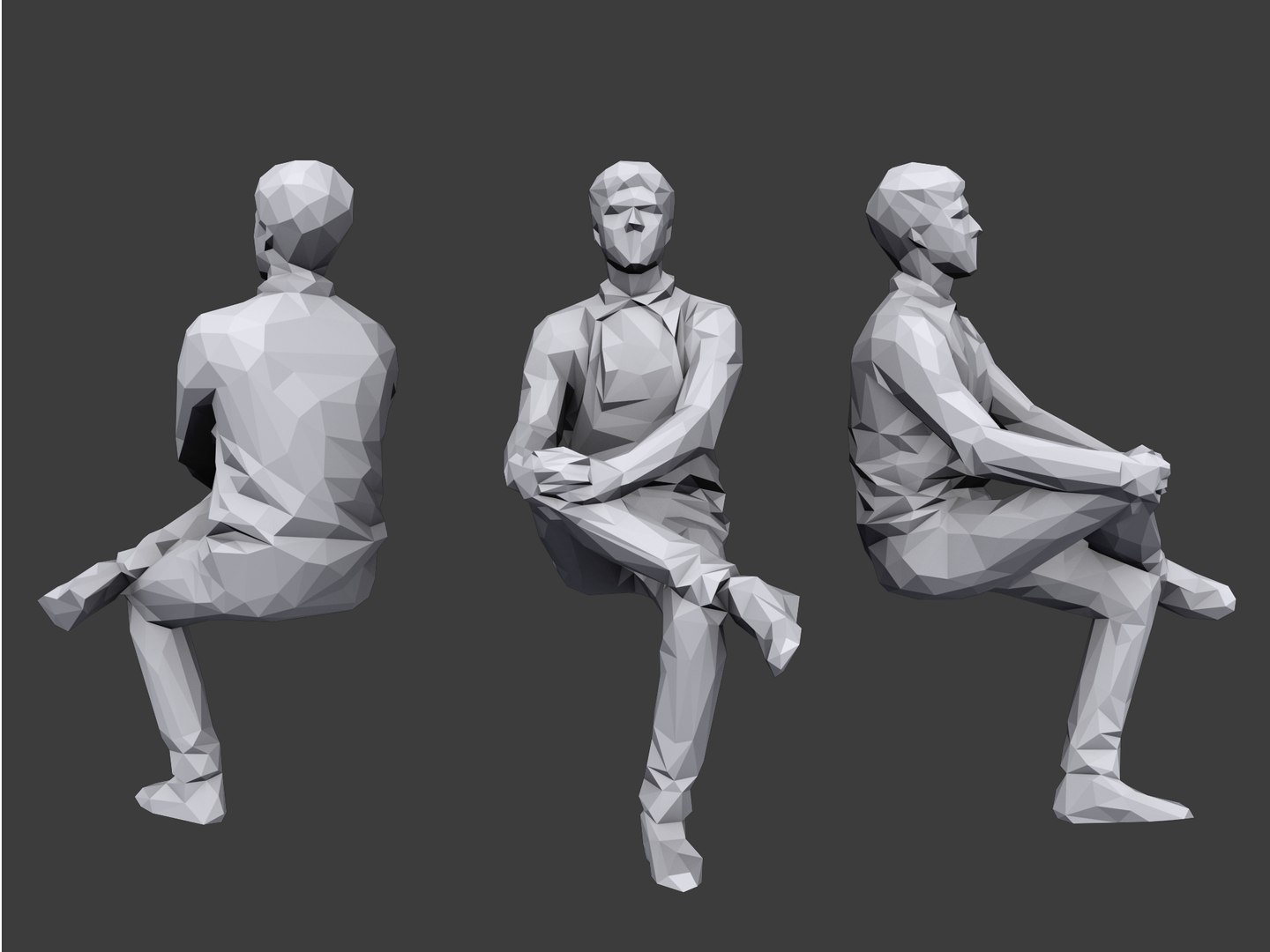 3d Model People Sitting Pack 2