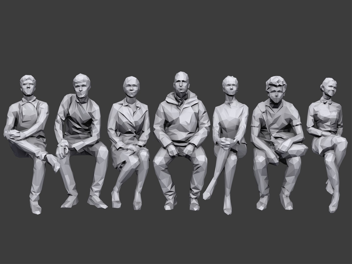 3d Model People Sitting Pack 2