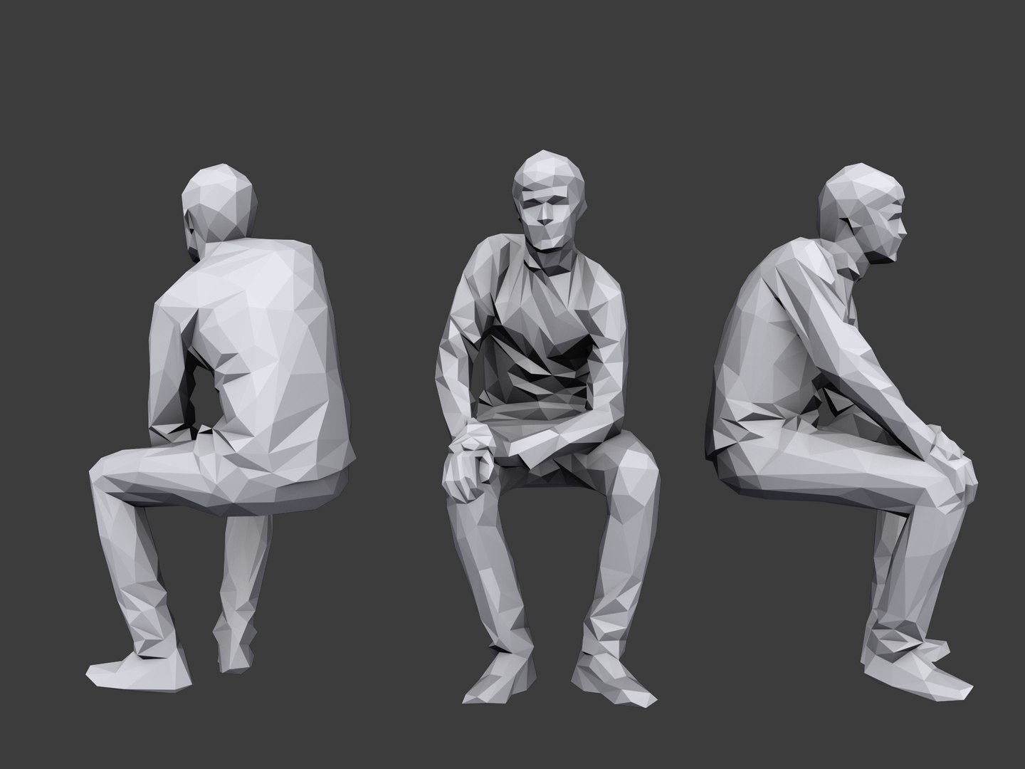 3d Model People Sitting Pack 2
