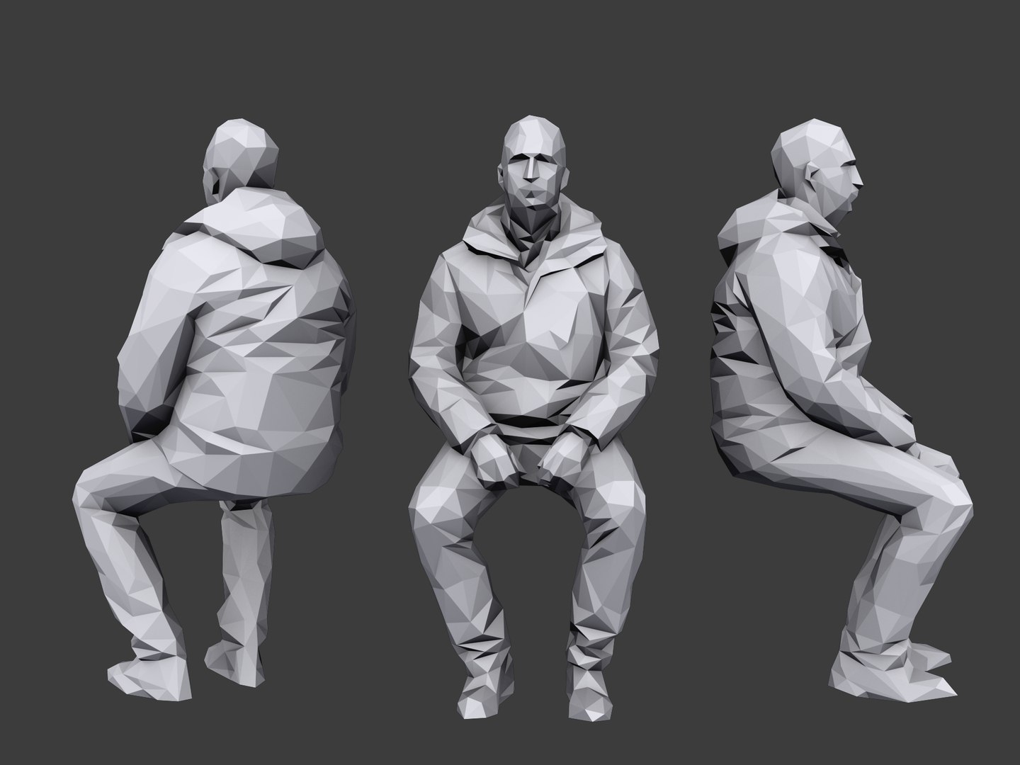 3d Model People Sitting Pack 2