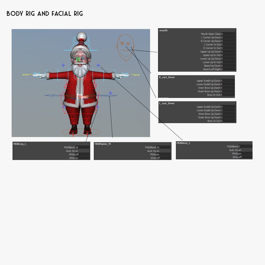 Cartoon Santa Claus Rigged 3d Obj
