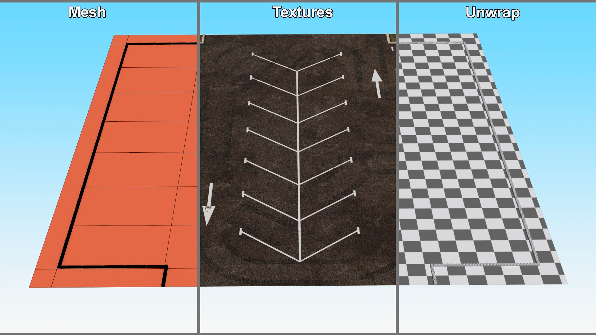 3D Model Empty Street Parking 26 Spaces Old - TurboSquid 2250631