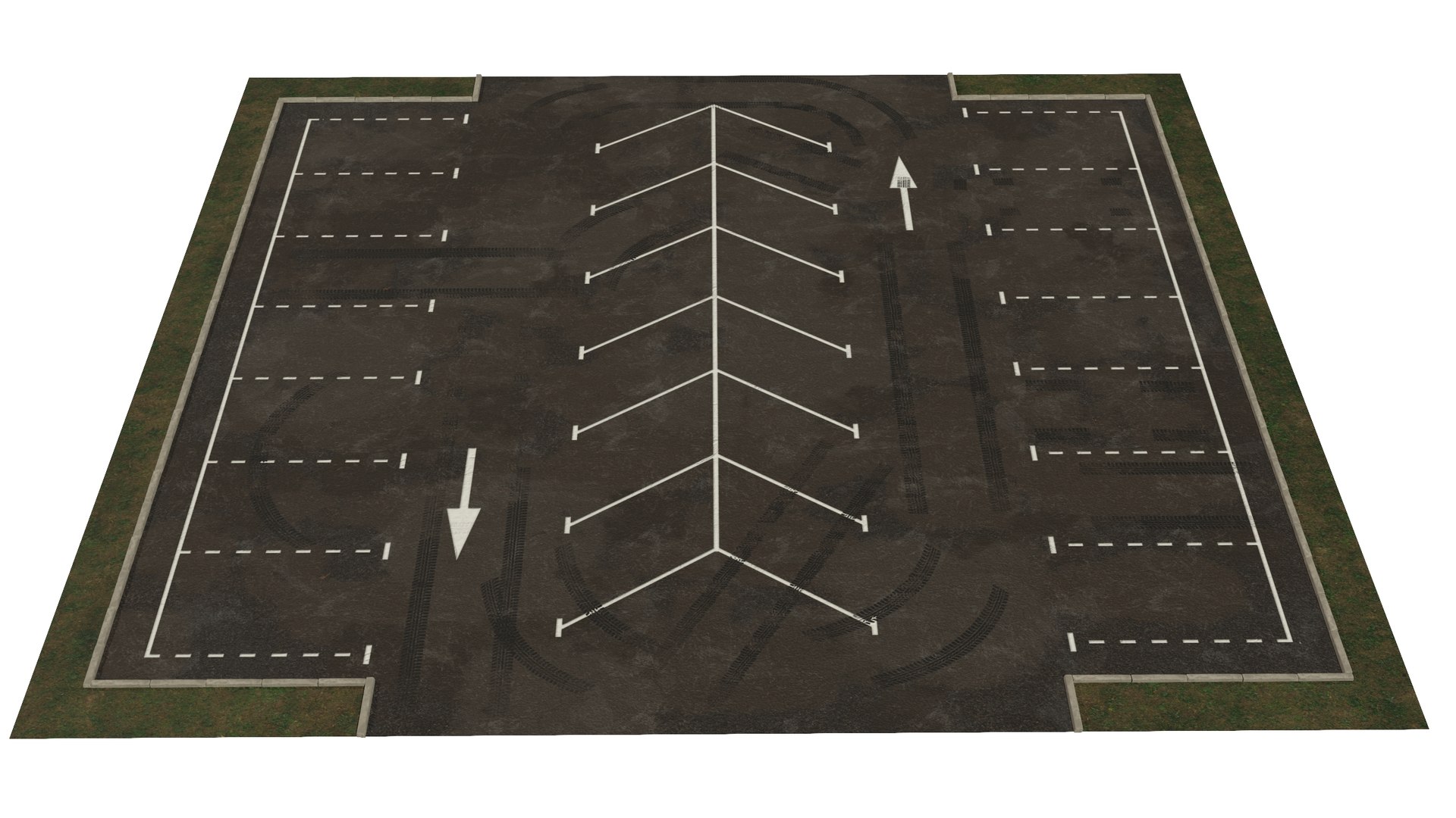 3D Model Empty Street Parking 26 Spaces Old - TurboSquid 2250631