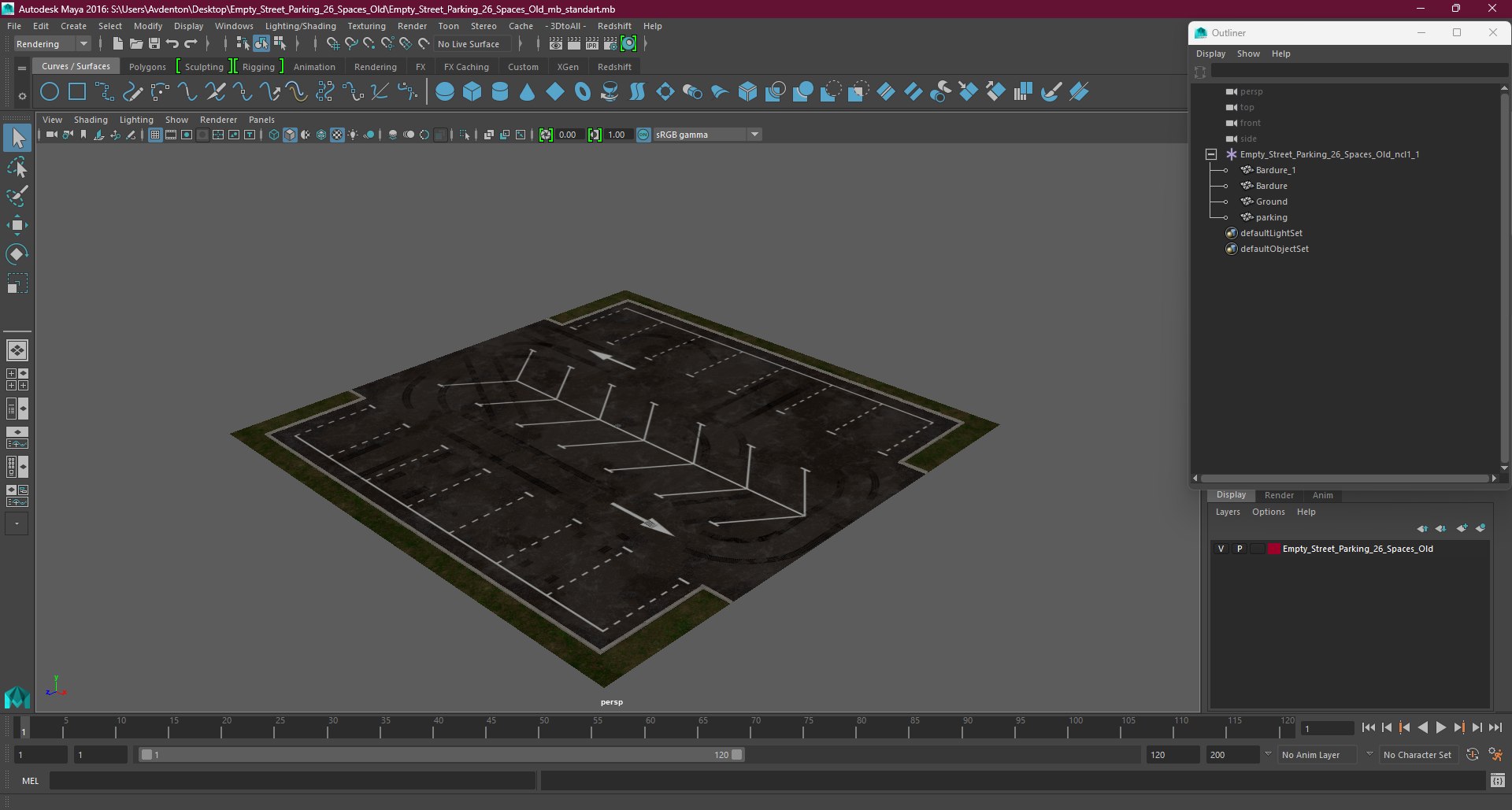 3D Model Empty Street Parking 26 Spaces Old - TurboSquid 2250631