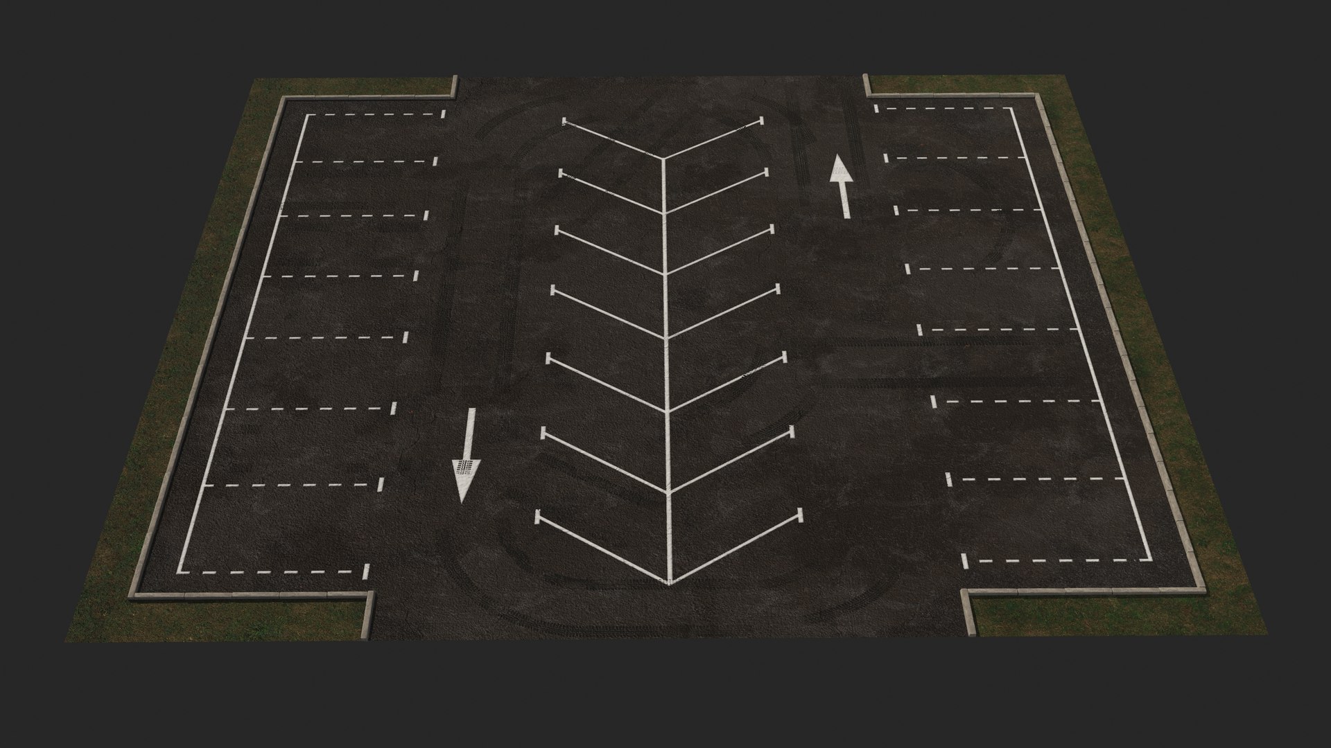 3D Model Empty Street Parking 26 Spaces Old - TurboSquid 2250631