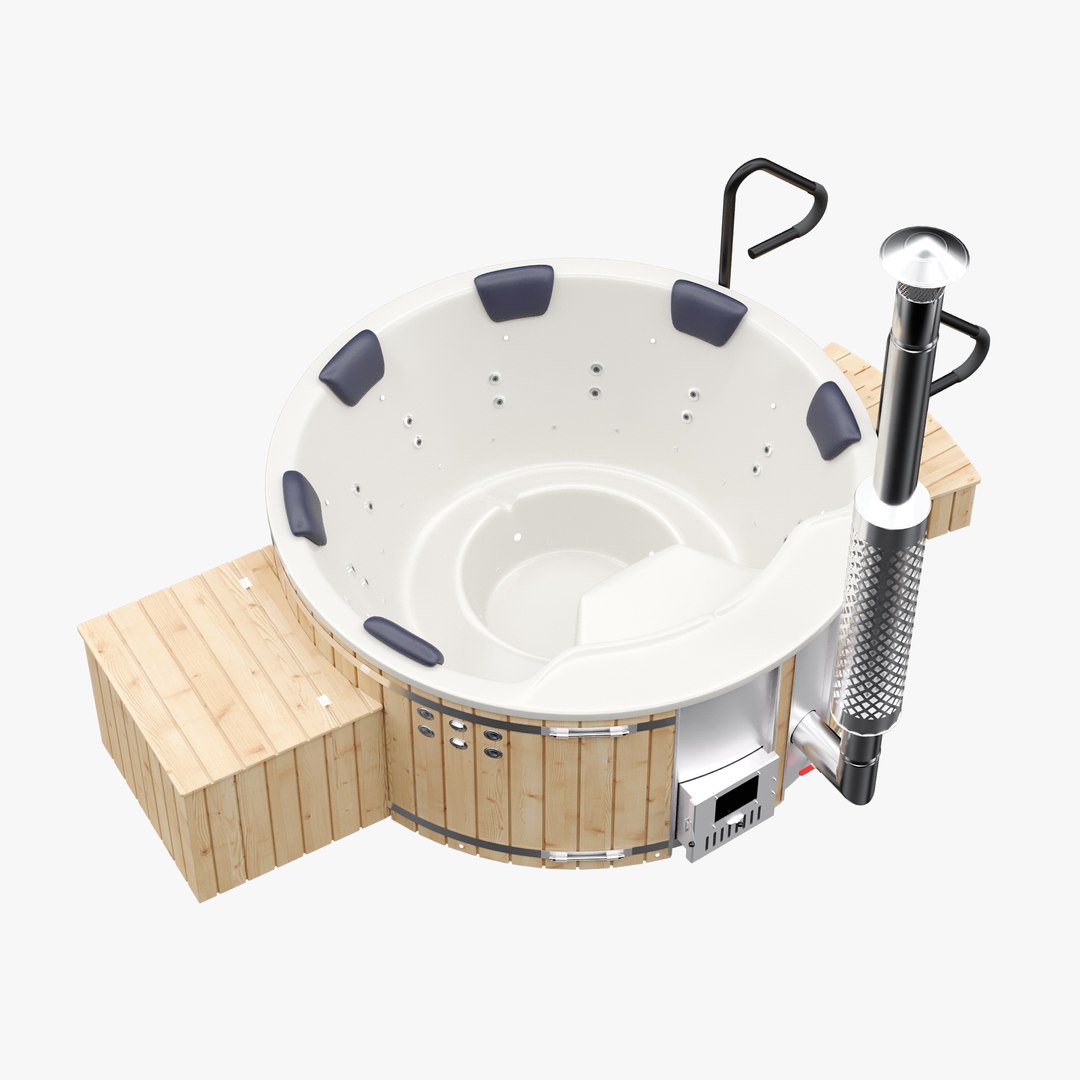 3D Round Barrel Hot Tub Jacuzzi Model - TurboSquid 2065206