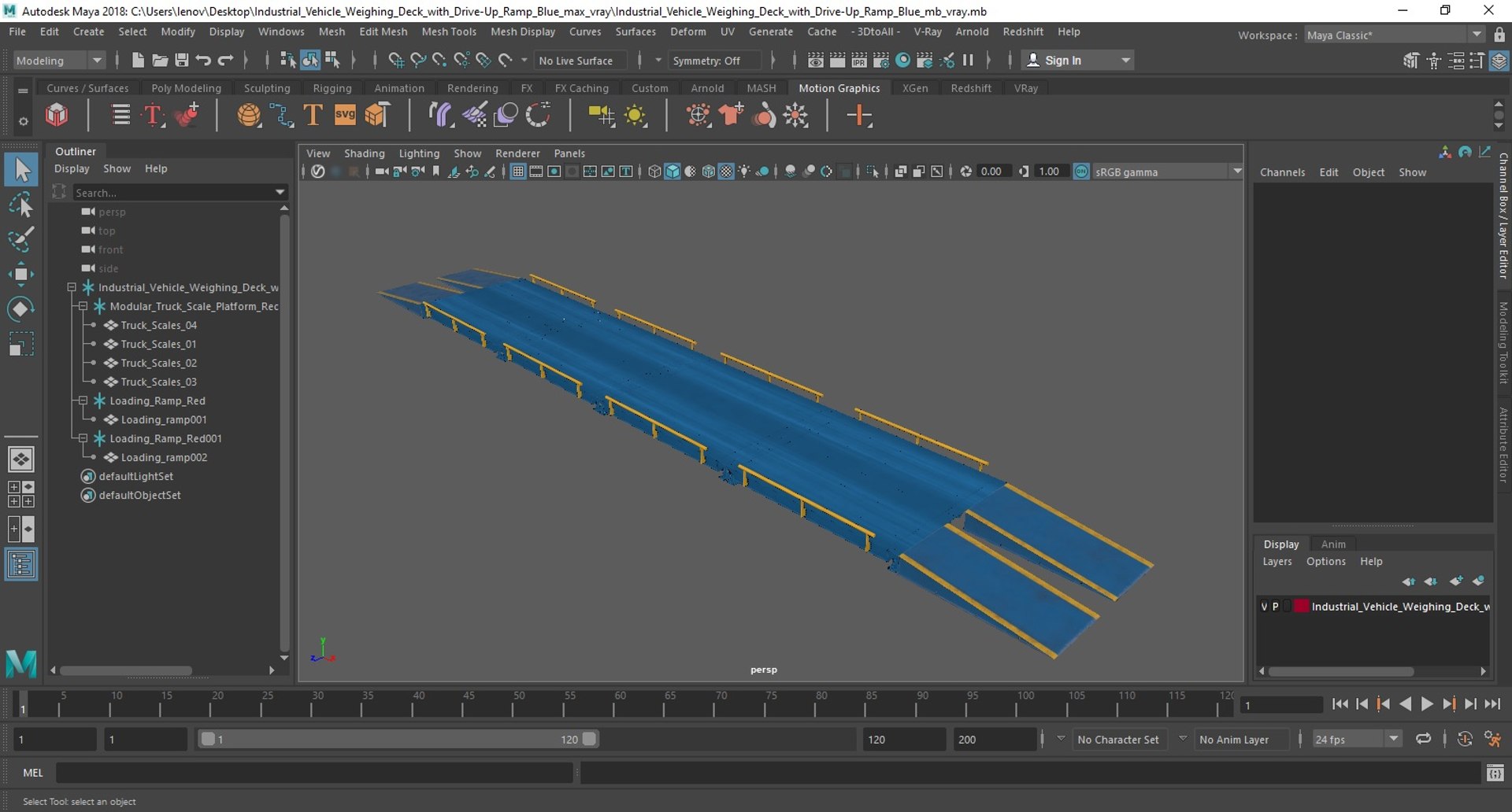3D Industrial Vehicle Weighing Deck With Drive-Up Ramp Blue ...
