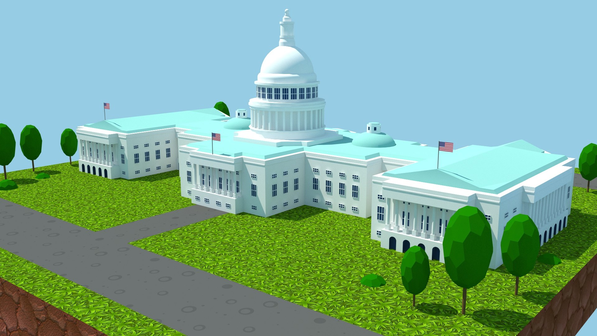 Us Capitol Cartoon Low Poly 3D Model - TurboSquid 2034841