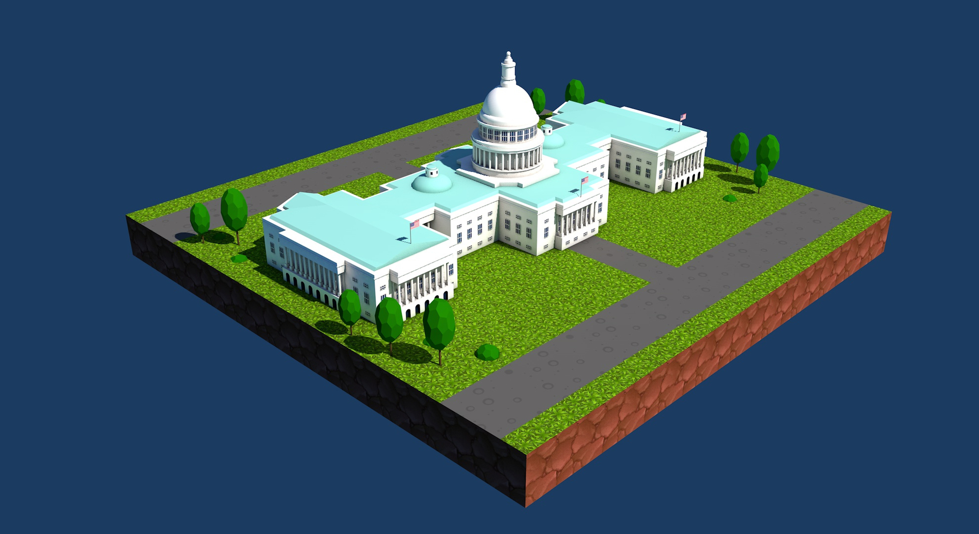 Us Capitol Cartoon Low Poly 3D Model - TurboSquid 2034841