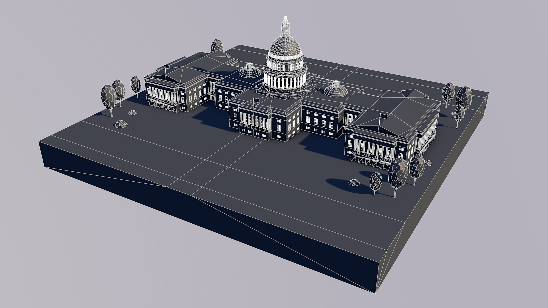 Us Capitol Cartoon Low Poly 3D Model - TurboSquid 2034841